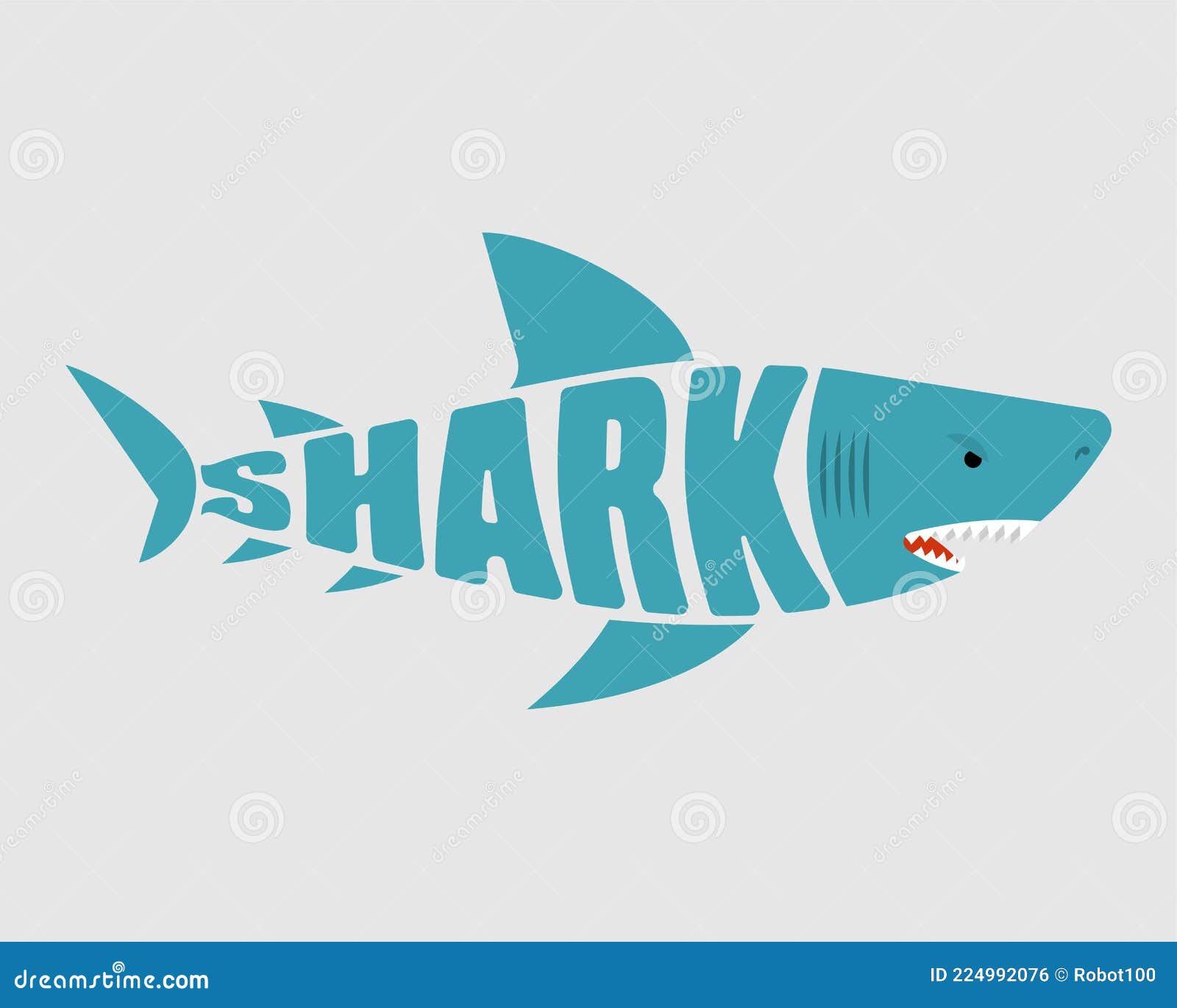 Shark Lettering Sign. Text Fish Symbol Stock Vector - Illustration of ...