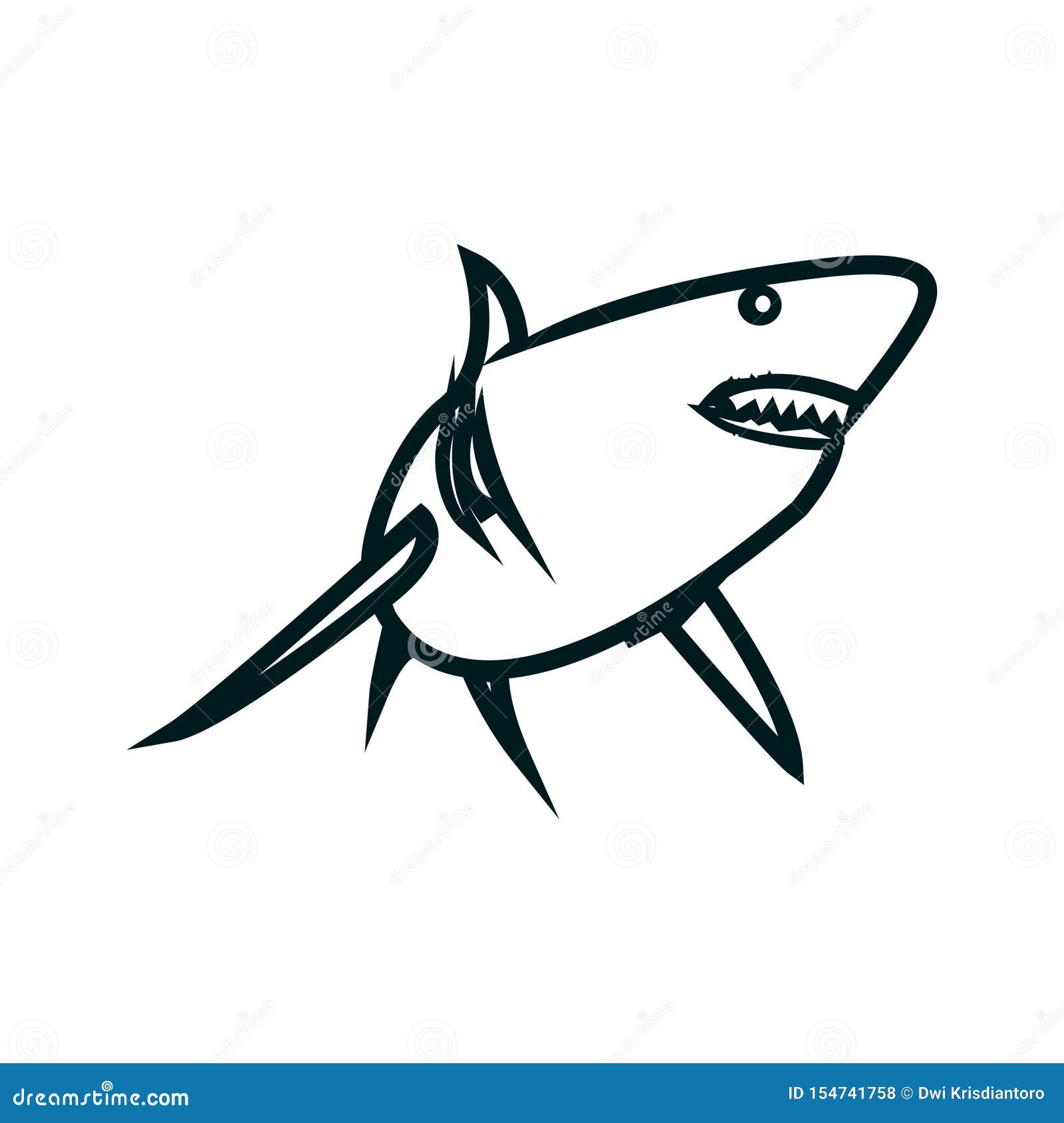 Shark Line Art Vector Illustration. Shark Simple Outline Design ...