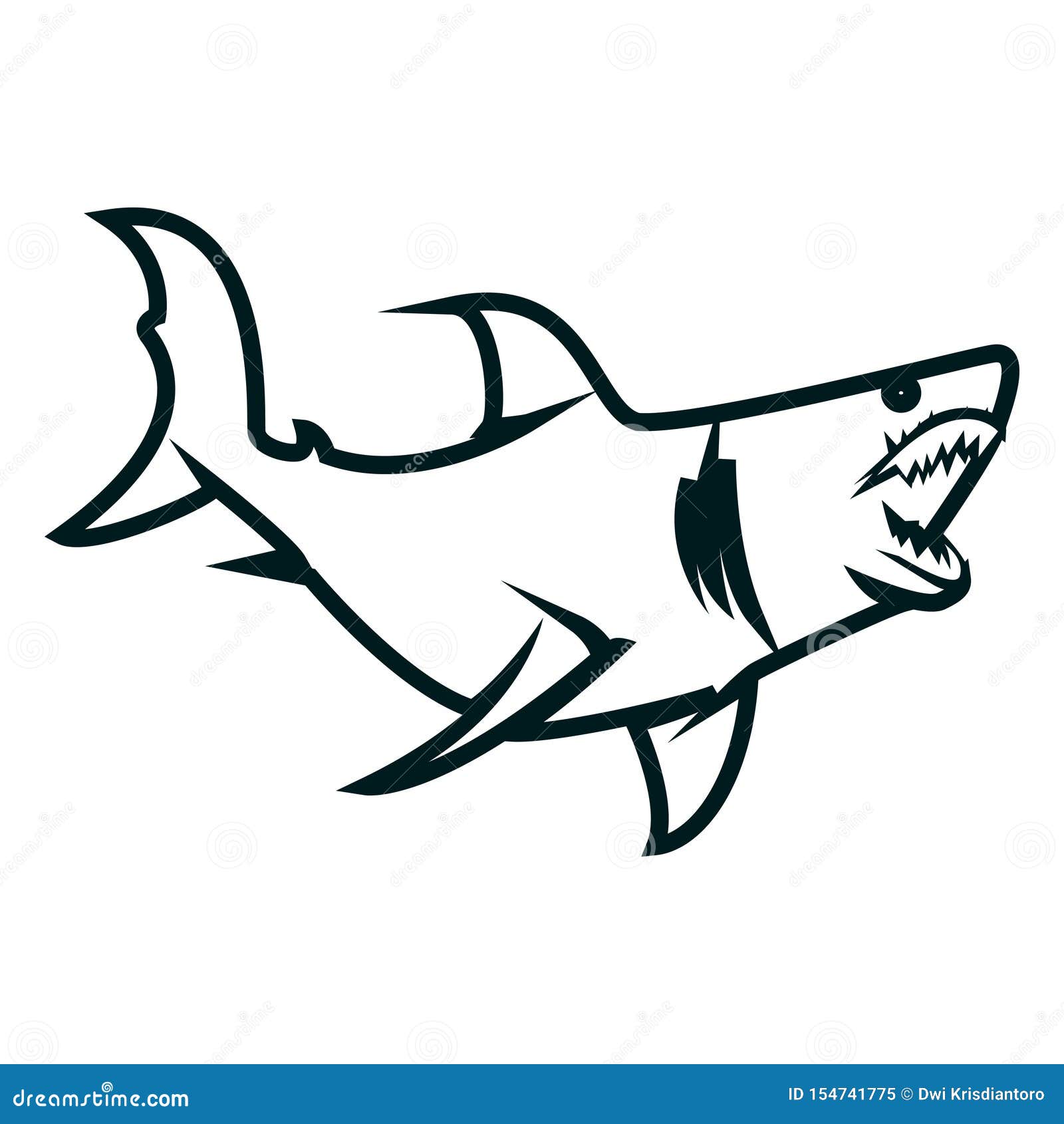 Shark Line Art Vector Illustration. Shark Simple Outline Design ...