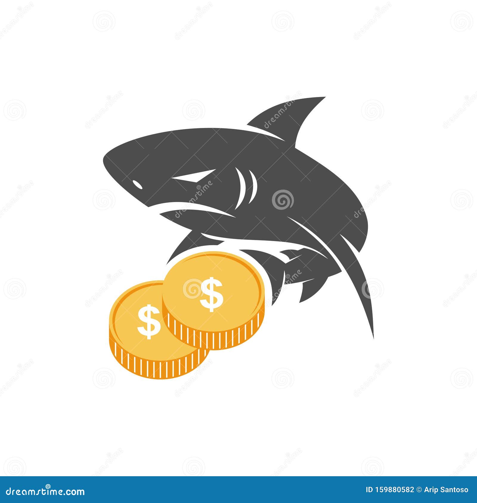 Shark Money Stack Logo Design Vector Isolated Illustration Stock Vector ...