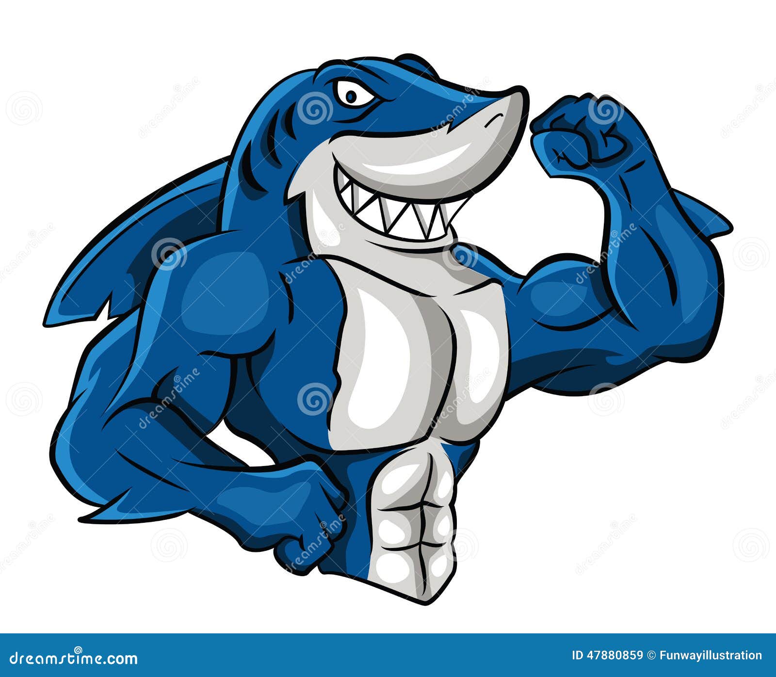 Muscle Shark Cartoon Vector | CartoonDealer.com #48513535