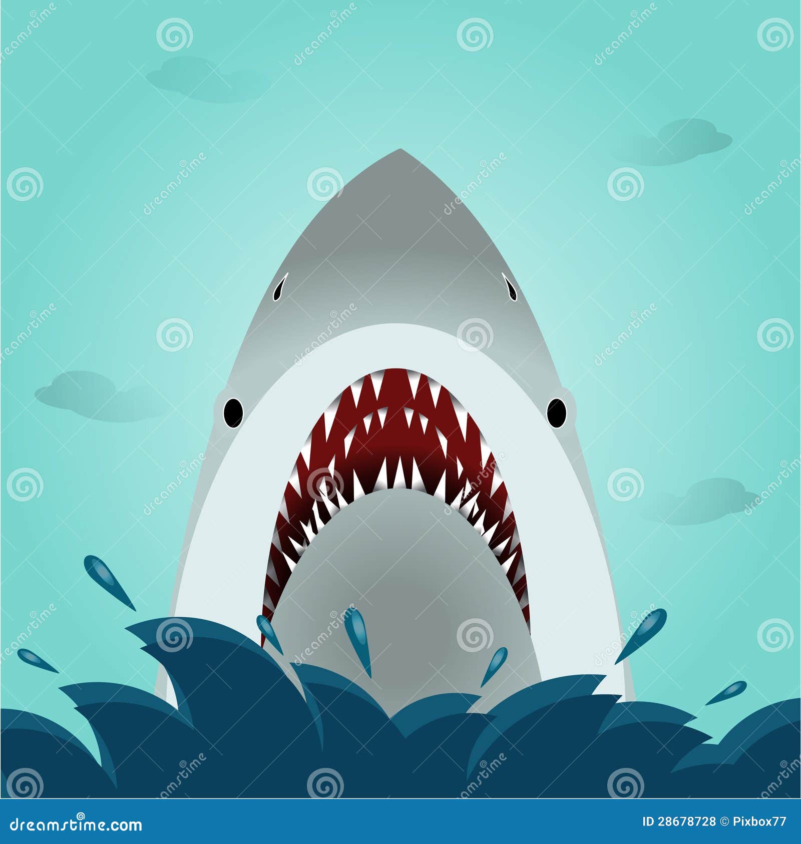 Shark With Open Mouth And Sharp Teeth Cartoon Vector | CartoonDealer ...