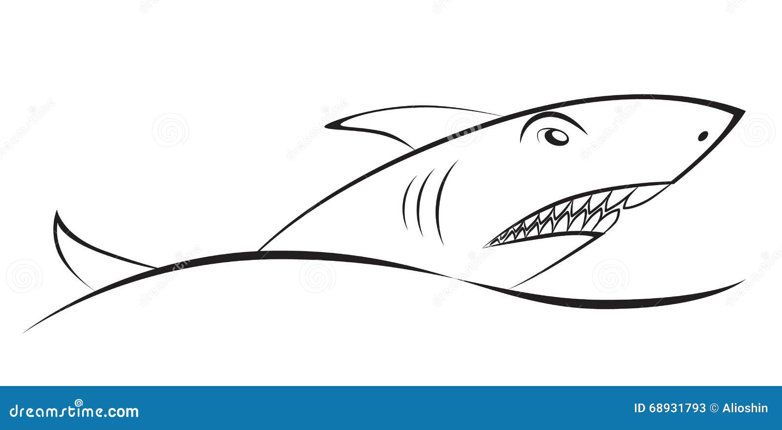 Shark Over a Wave. Graphic Drawing. Element Symbol, Sign. Stock Vector ...