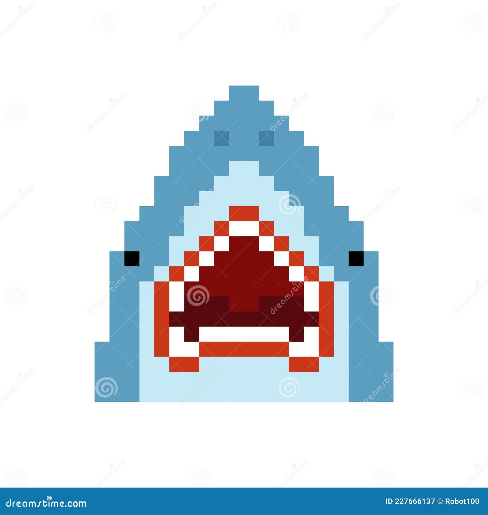 Shark Pixel Art. 8 Bit Underwater Predator Pixelated Stock Vector ...