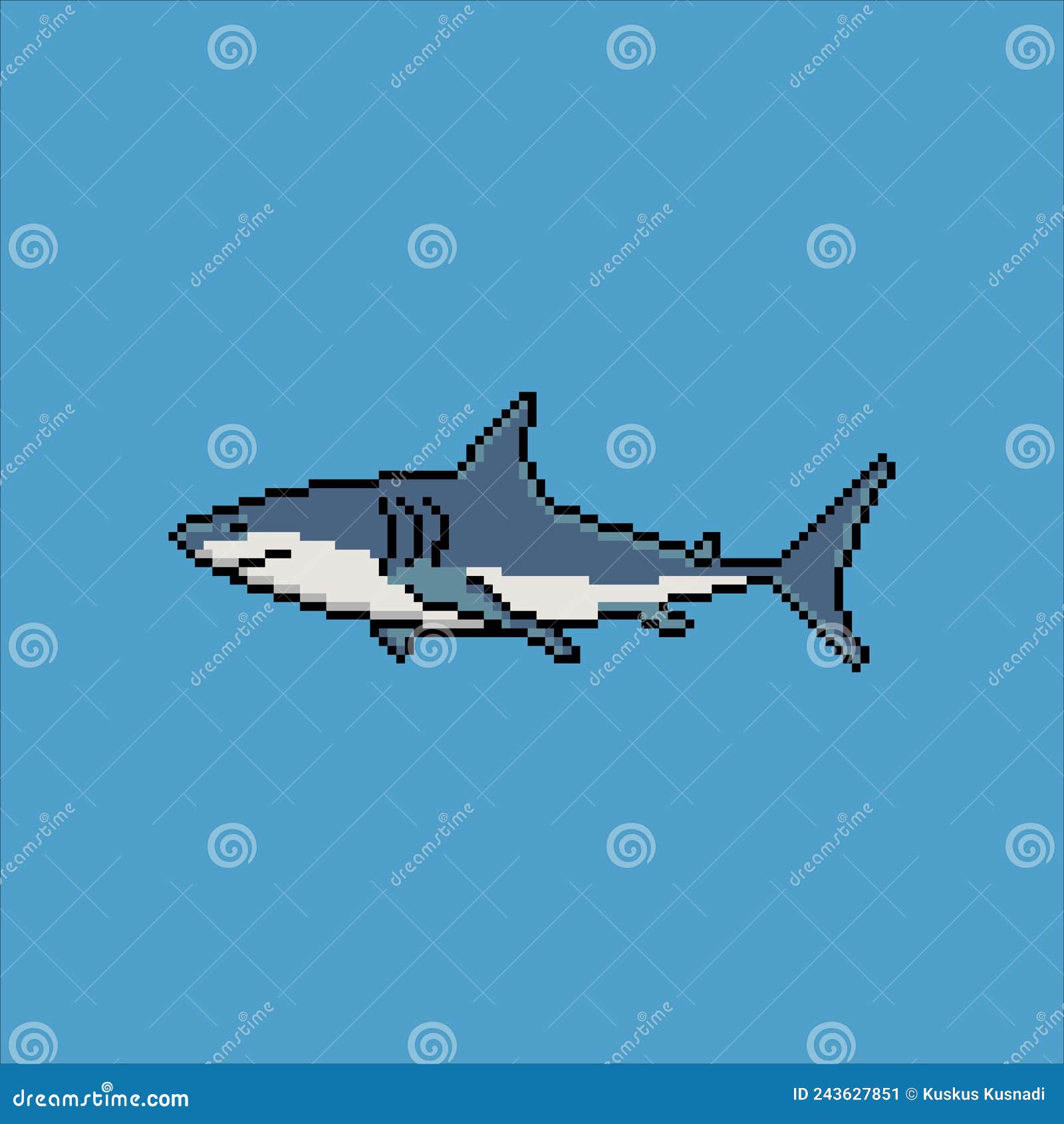 Shark with Pixel Art Design. Stock Vector - Illustration of knitted ...