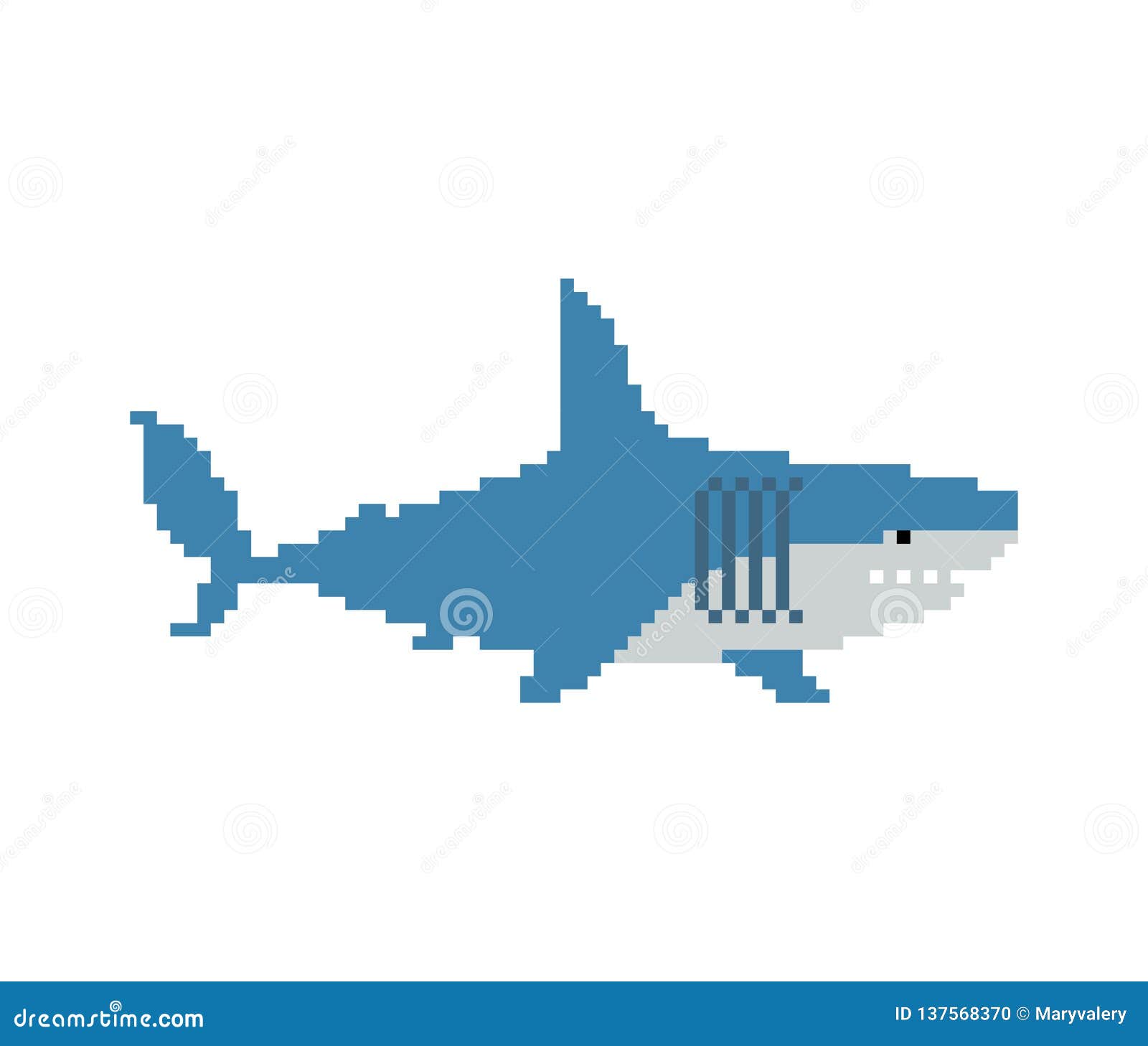Shark Pixel Art Pattern. Marine Predator 8 Bit Background. Graphics Old ...