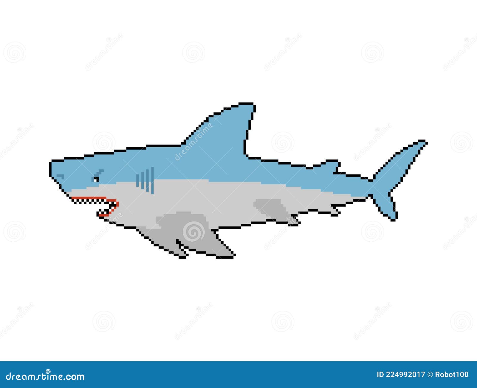 Shark Pixel Art. Sea Predator 8bit. Large Predatory Marine Fish Stock ...