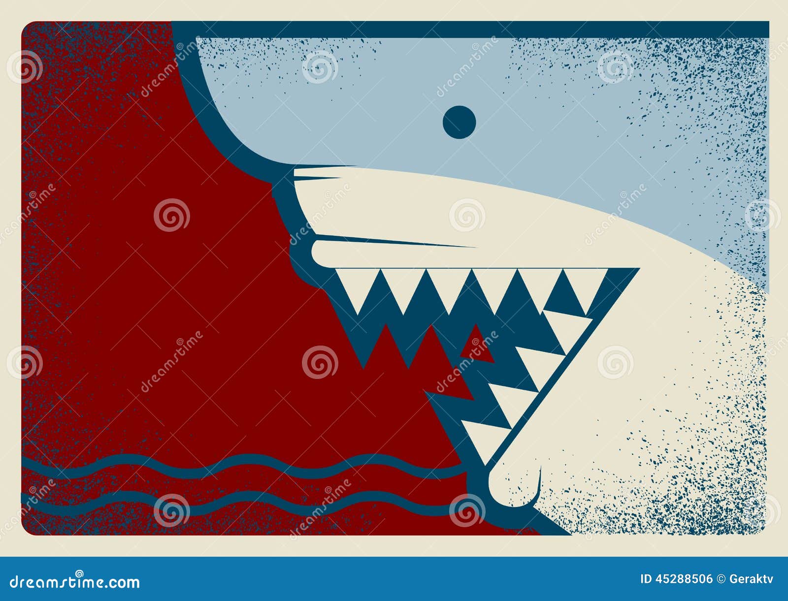 Shark Poster With Sunburst Background Cartoon Vector | CartoonDealer ...
