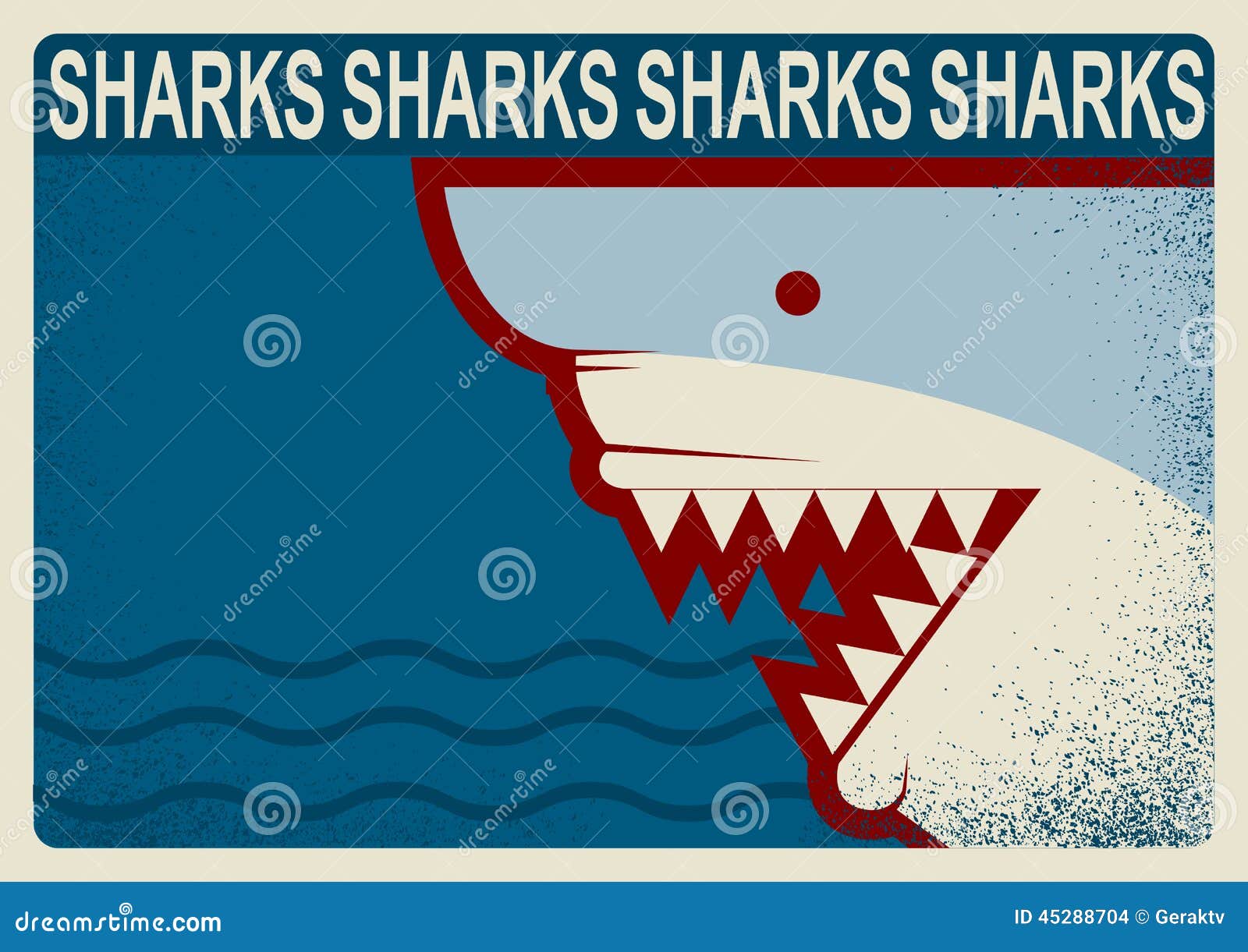 Shark Poster With Sunburst Background Cartoon Vector | CartoonDealer ...
