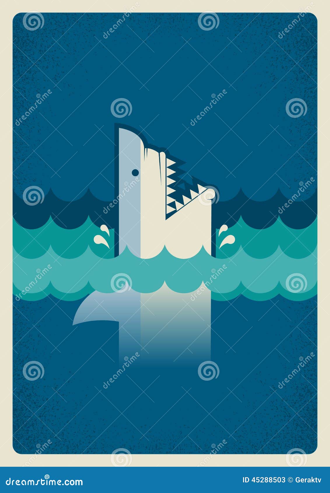 Shark Poster With Sunburst Background Cartoon Vector | CartoonDealer ...