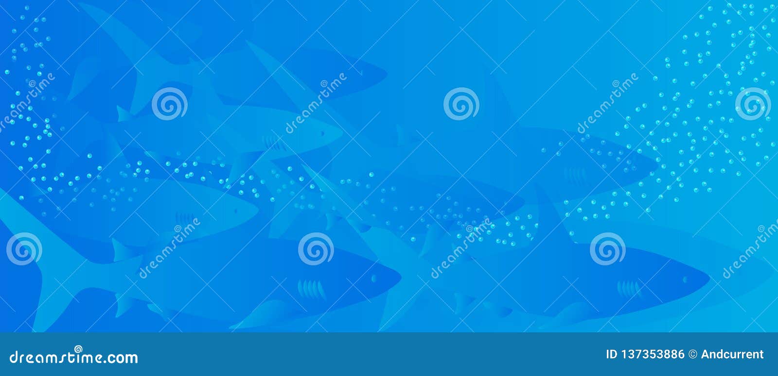 Shark Scene. Vector Color Banner Illustration. Stock Vector ...