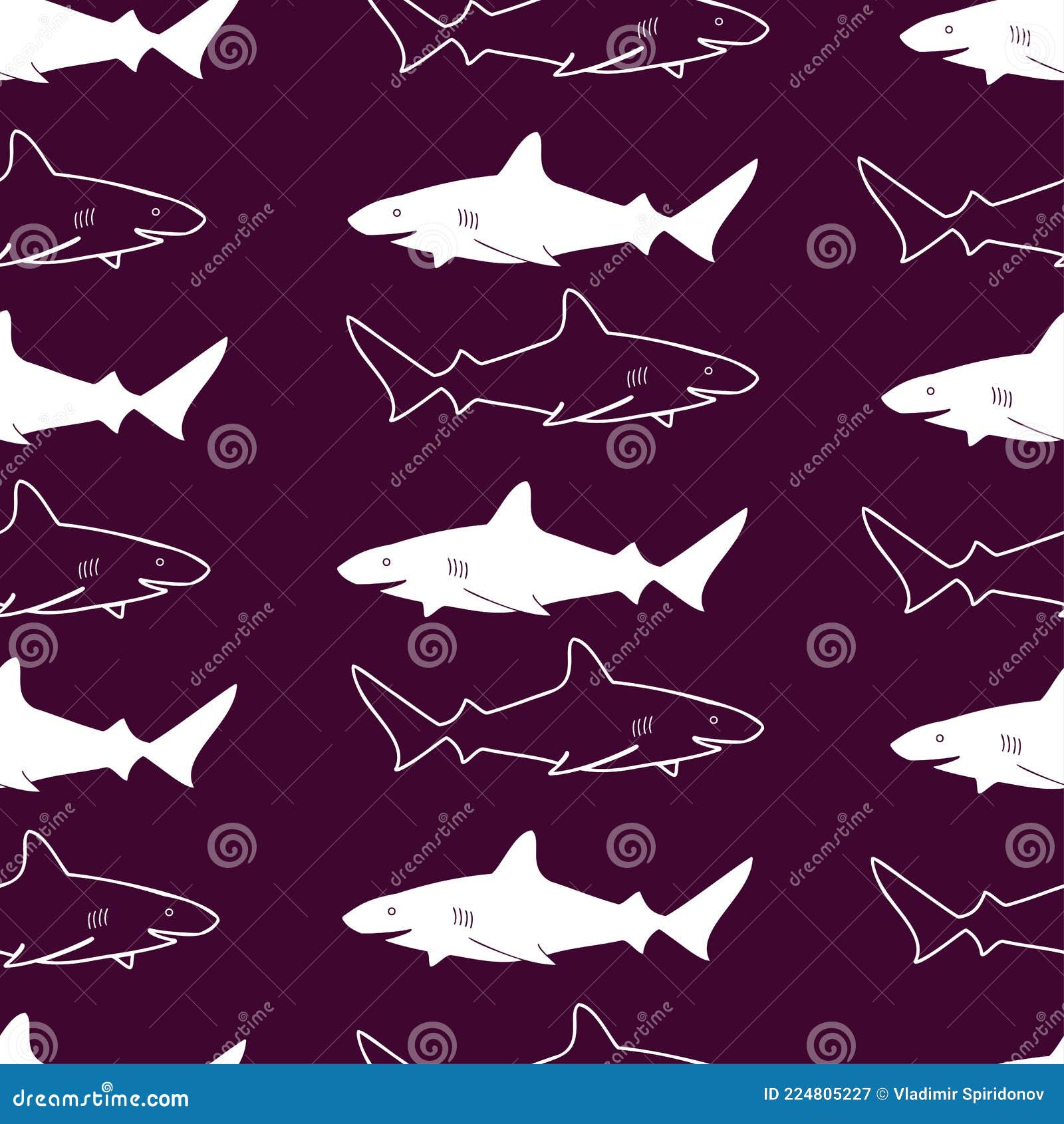 Shark seamless pattern. stock vector. Illustration of swim - 224805227