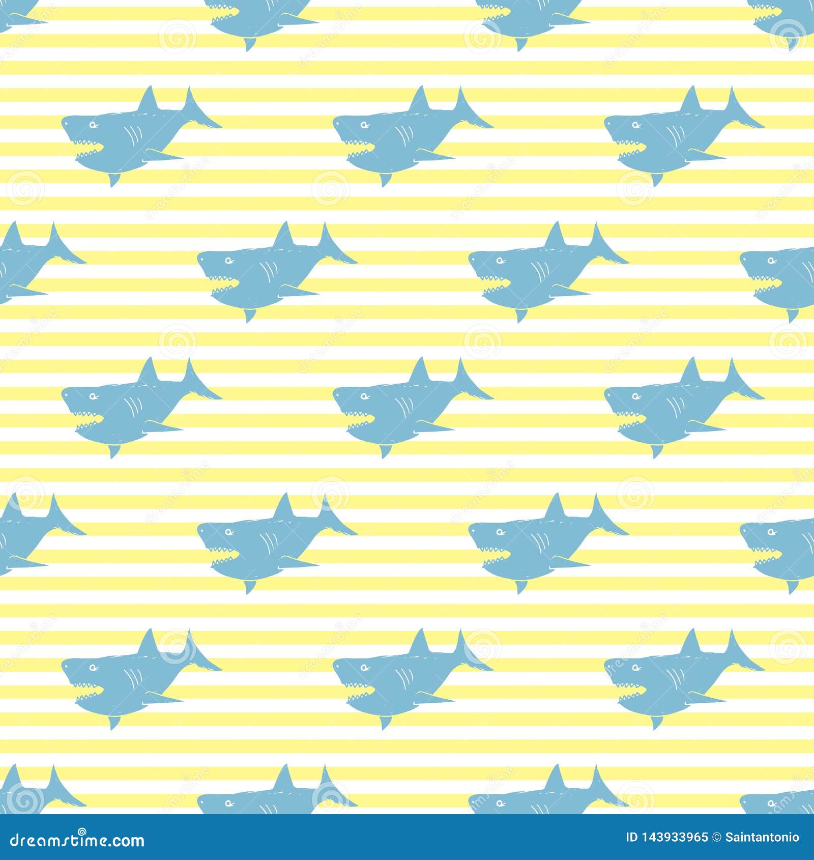 Shark Seamless Pattern, Hand Drawn Sketched Doodle Shark, Vector ...