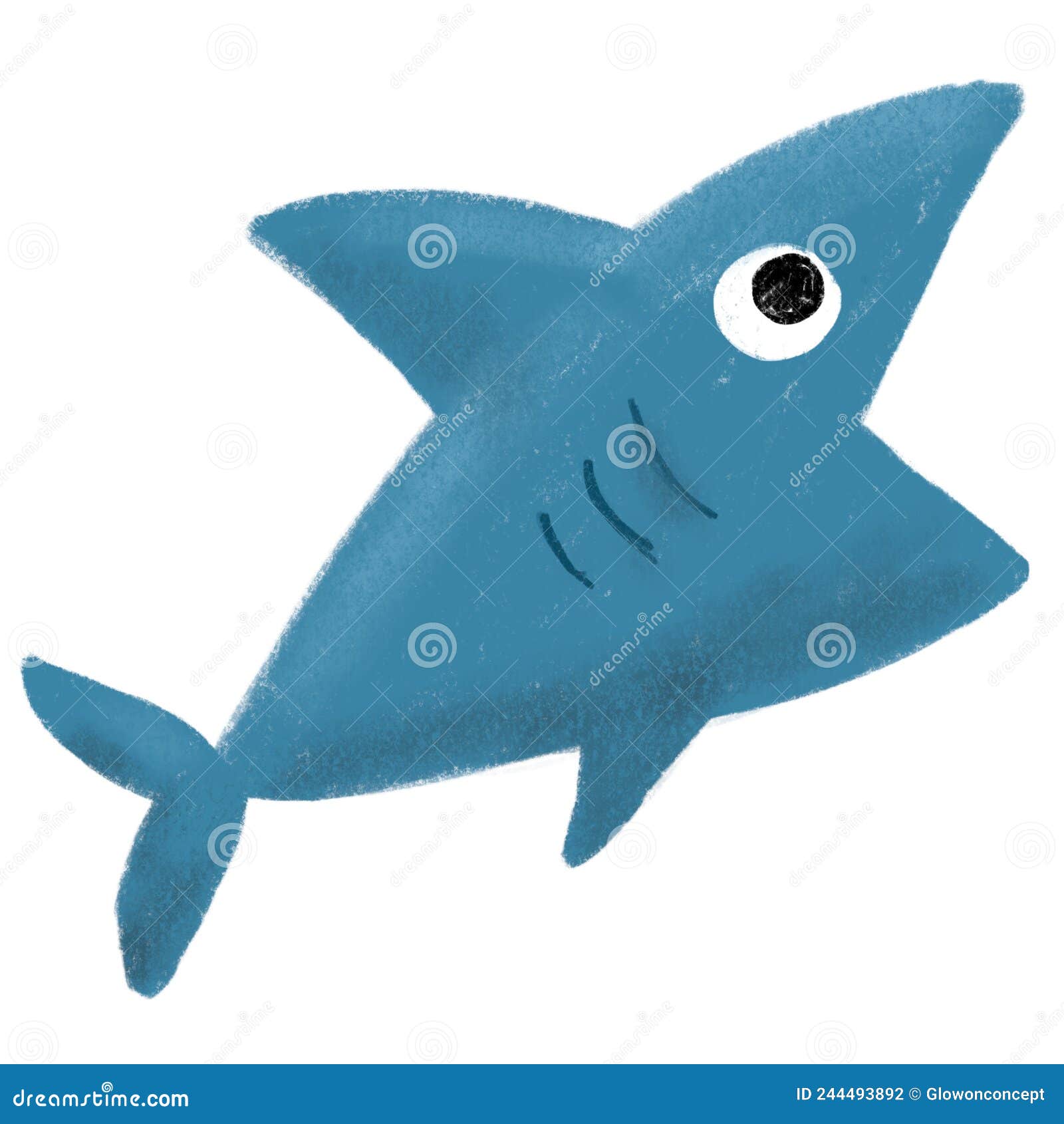 Shark with Sharp Teeth Open Mouth Cute Cartoon Character Illustration ...