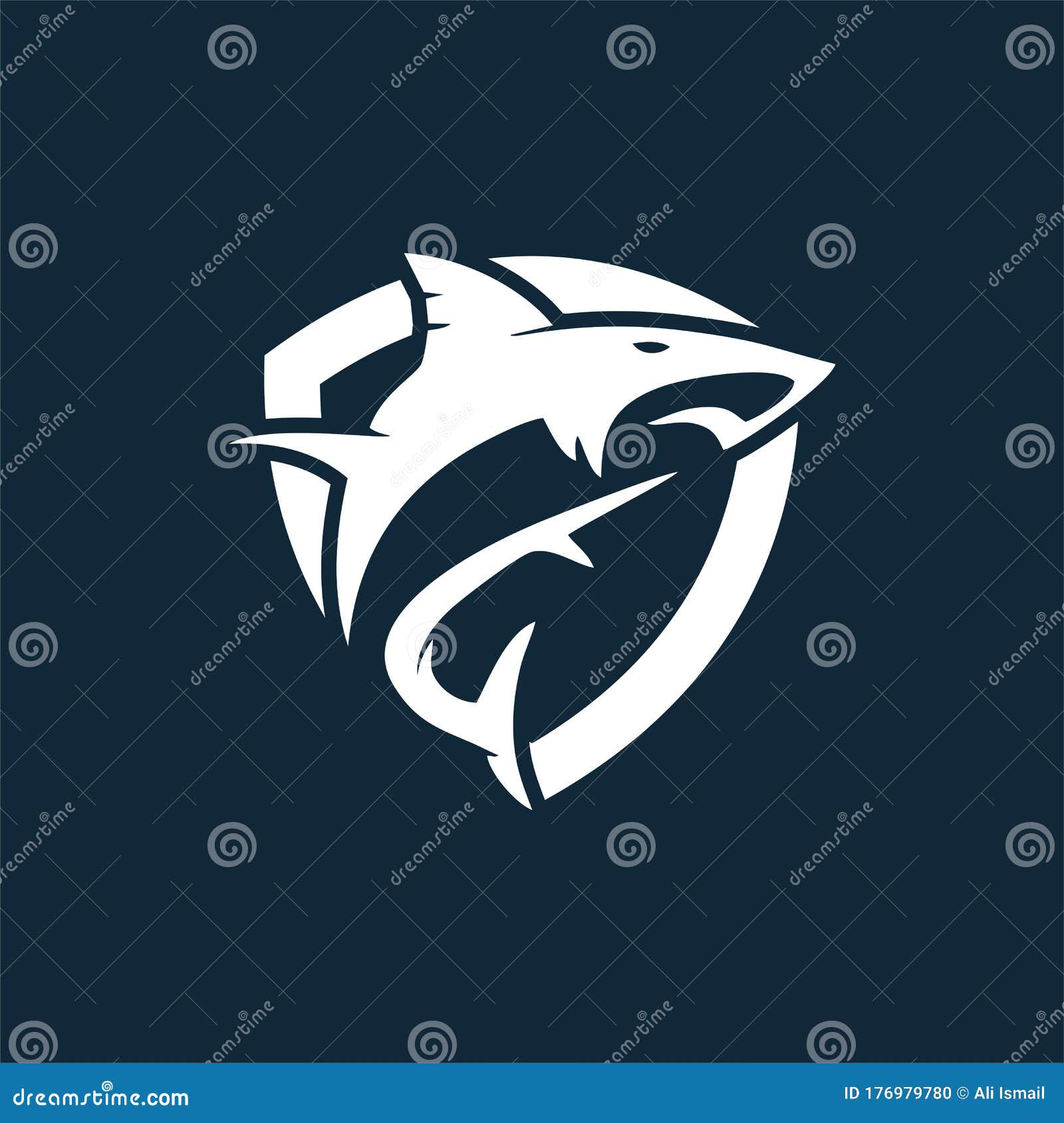 Shark Shield Sport Logo Vector Mascot Aquatic Predator Sport Emblem ...