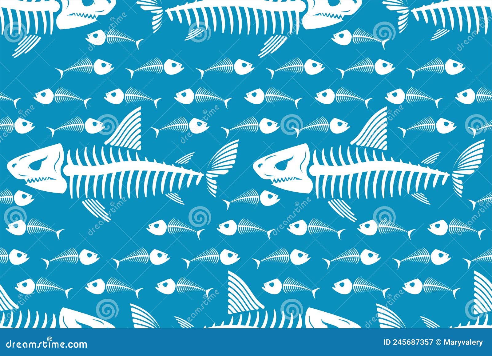 Shark Skeleton Pattern Seamless. Fish Skull Background Stock Vector ...