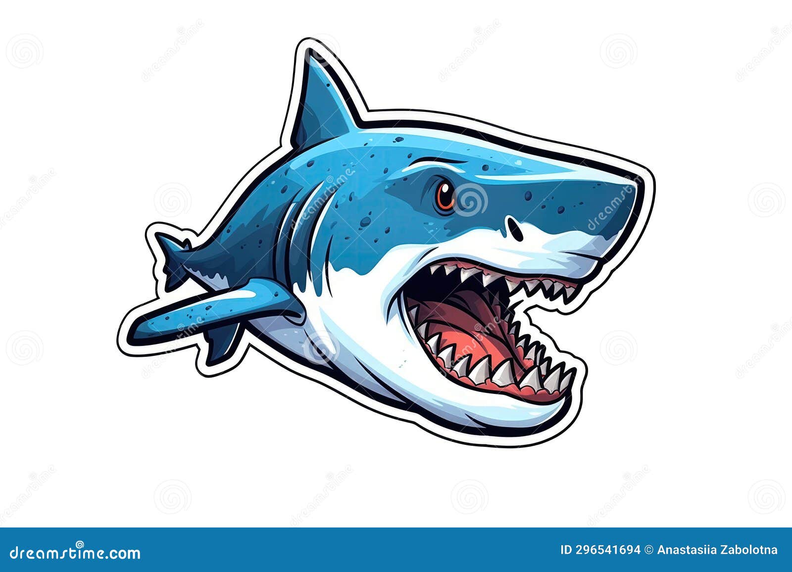 Shark Sticker Caricature-like Illustration Of A Realistic Adult Shark ...