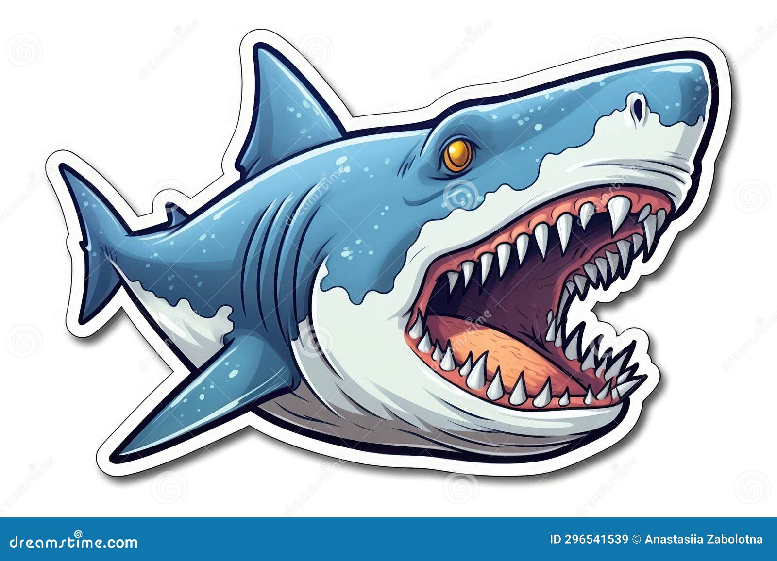 Shark Sticker Caricature-like Illustration Of A Realistic Adult Shark ...