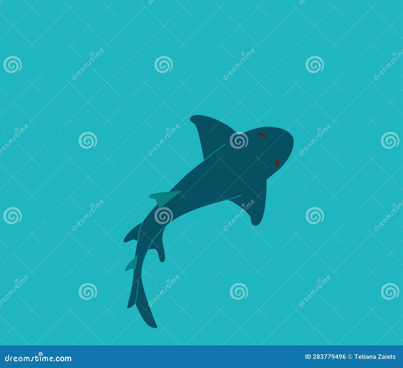 Shark Swim in the Water, Top View. Vector Illustration Stock Vector ...