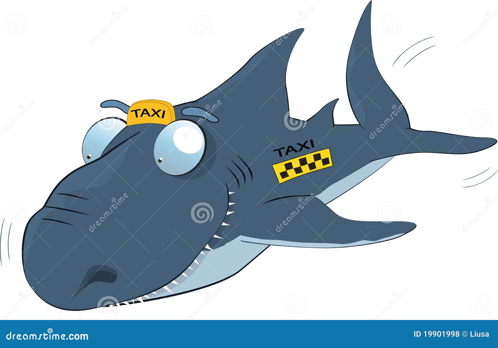 Shark of a taxi. Cartoon stock vector. Illustration of fish - 19901998