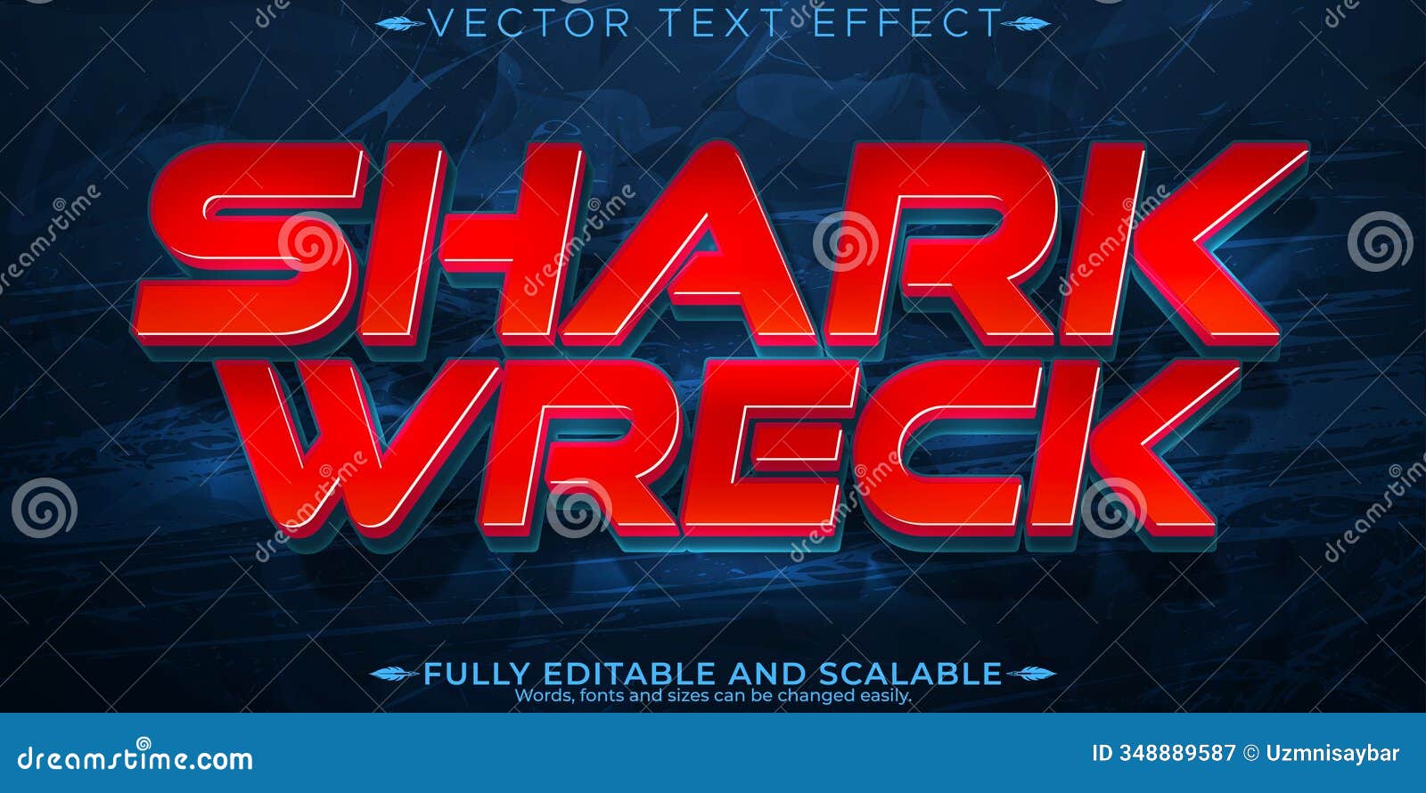 Shark Text Effect, Editable Horror and Water Text Style Stock Vector ...