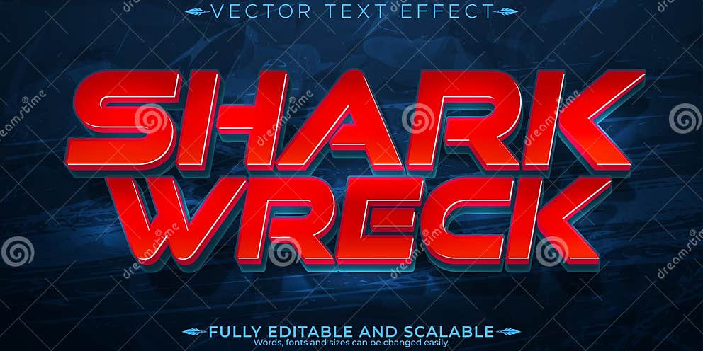 Shark Text Effect, Editable Horror and Water Text Style Stock Vector ...