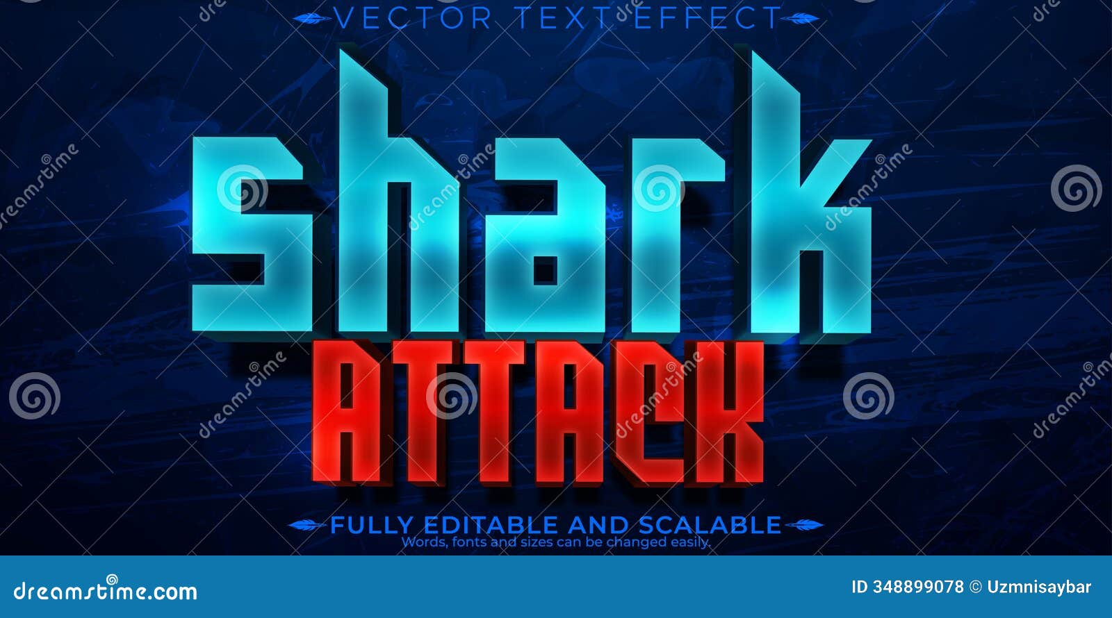 Shark Text Effect, Editable Sea and Ocean Text Style Stock Vector ...