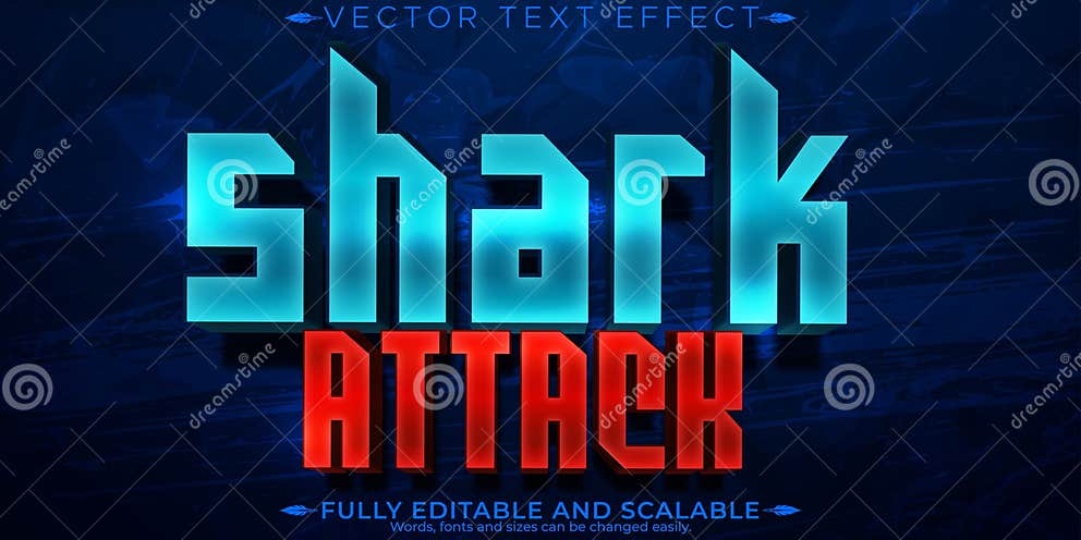 Shark Text Effect, Editable Sea and Ocean Text Style Stock Vector ...