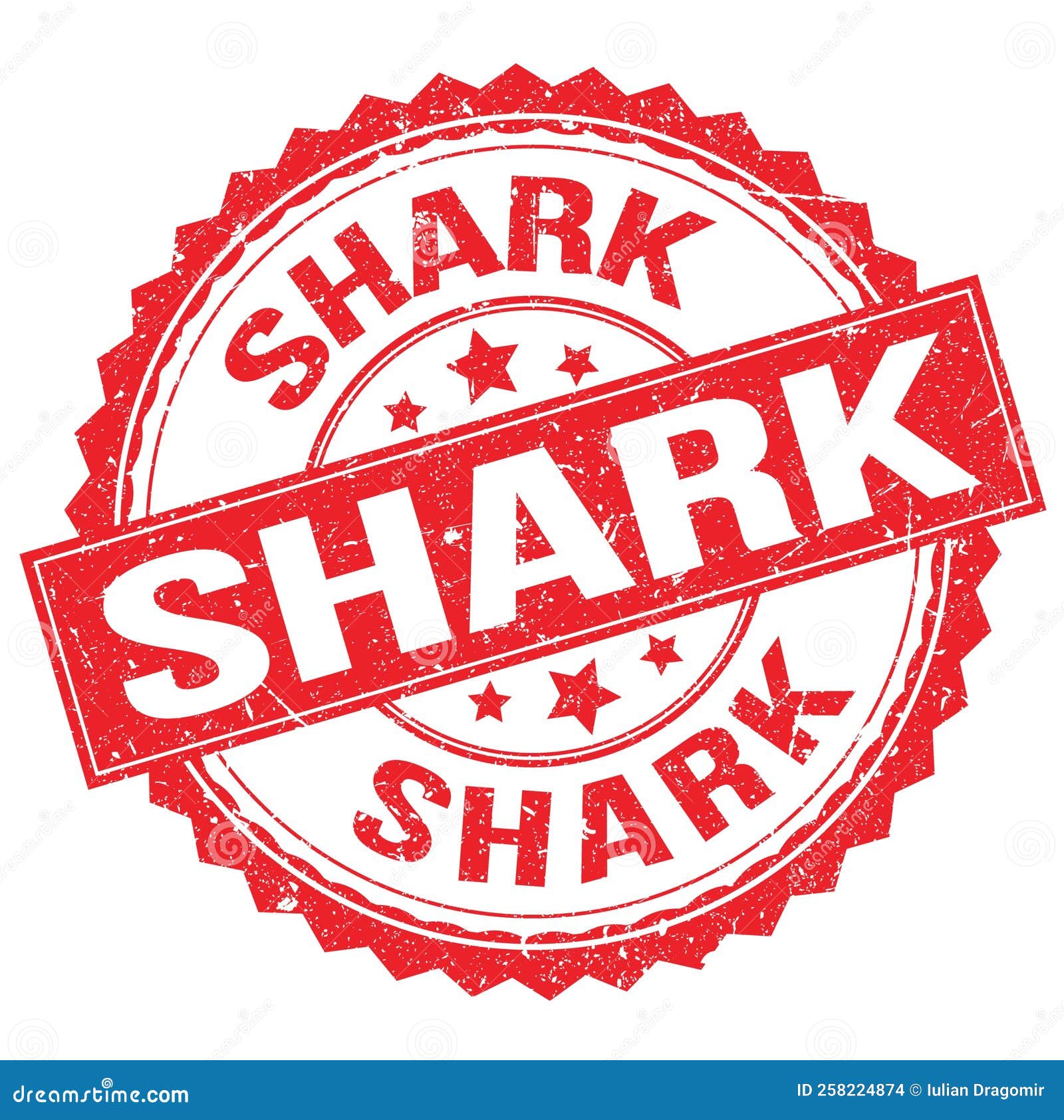 SHARK Text on Red Round Stamp Sign Stock Illustration - Illustration of ...