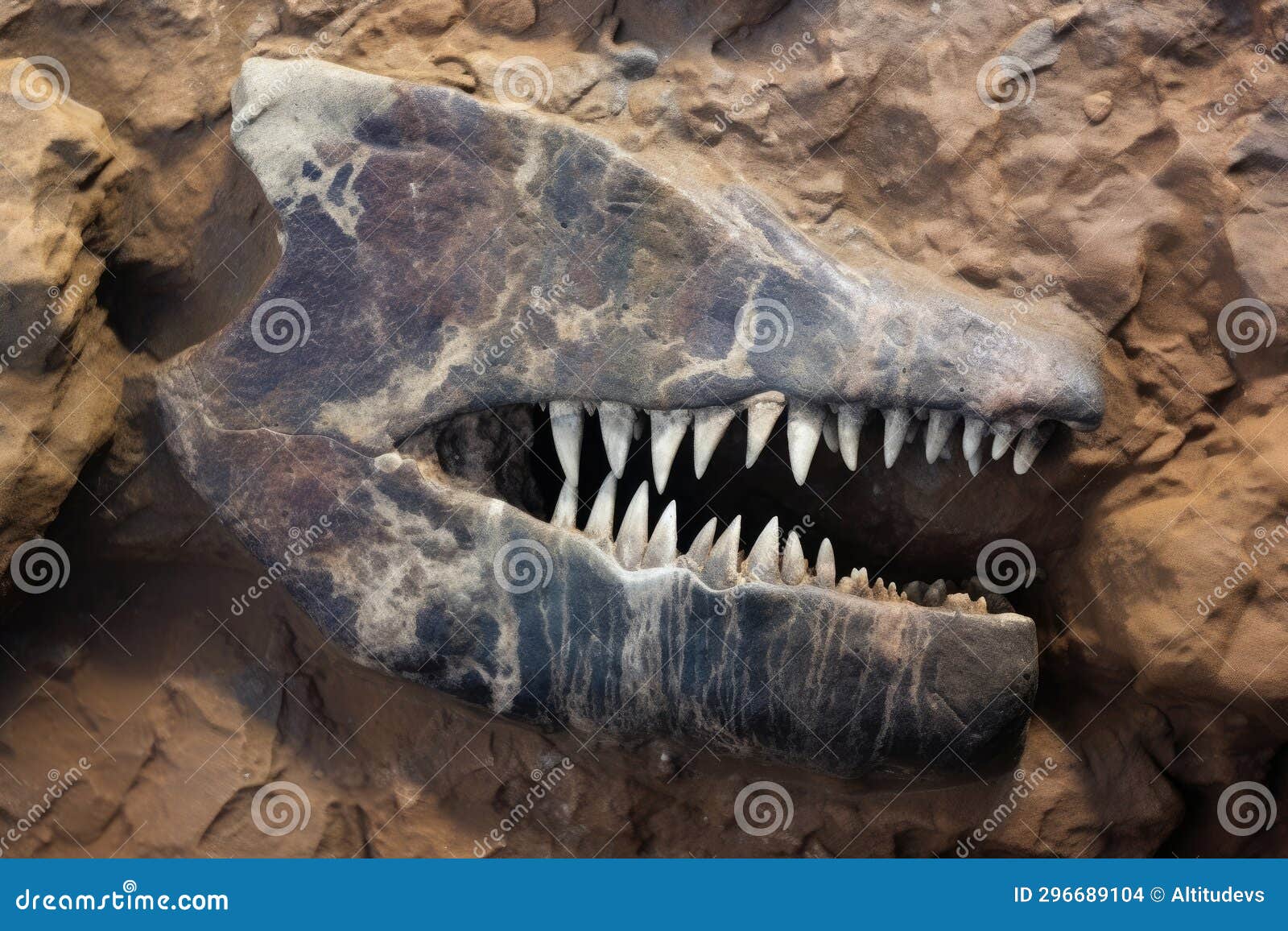 Shark Tooth Fossil Embedded in Sedimentary Rock Stock Illustration ...