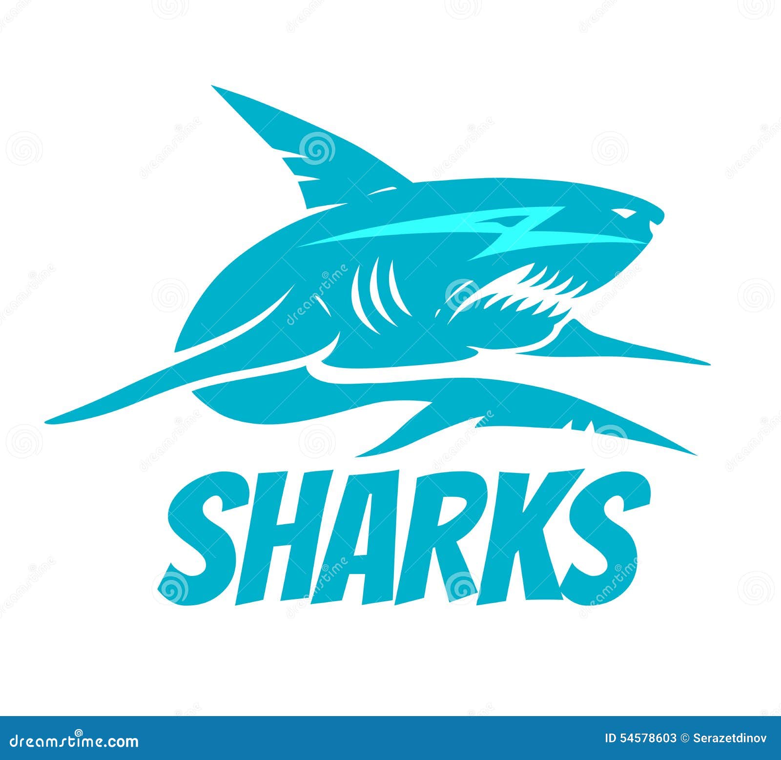 Great White Shark Sign Logo On Blue Background Vector Illustration ...