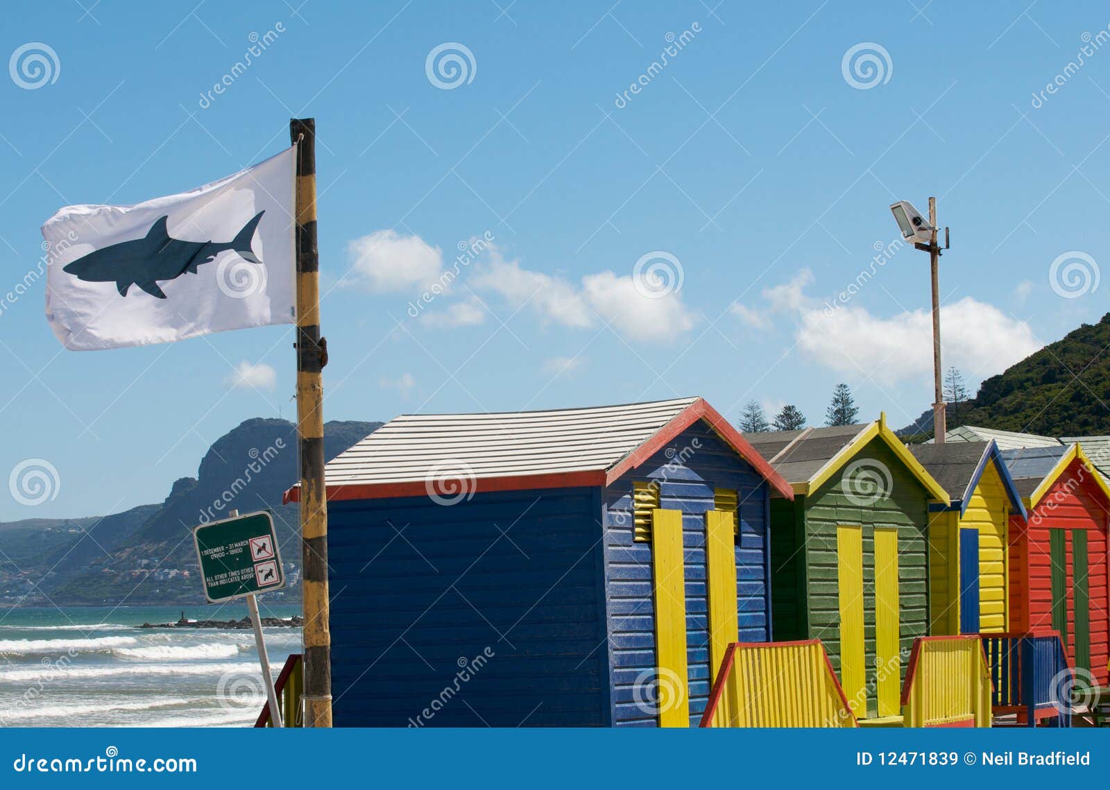 Shark warning flag stock image. Image of muizenberg, shoreline - 12471839