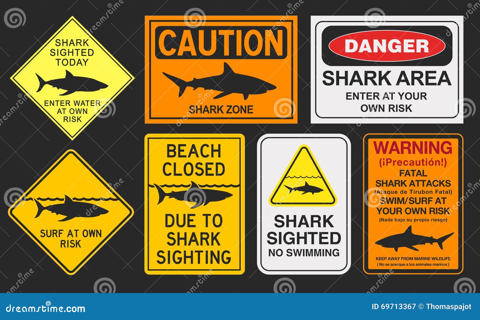 Warning Signs, Traffic Signs Set Cartoon Vector | CartoonDealer.com ...