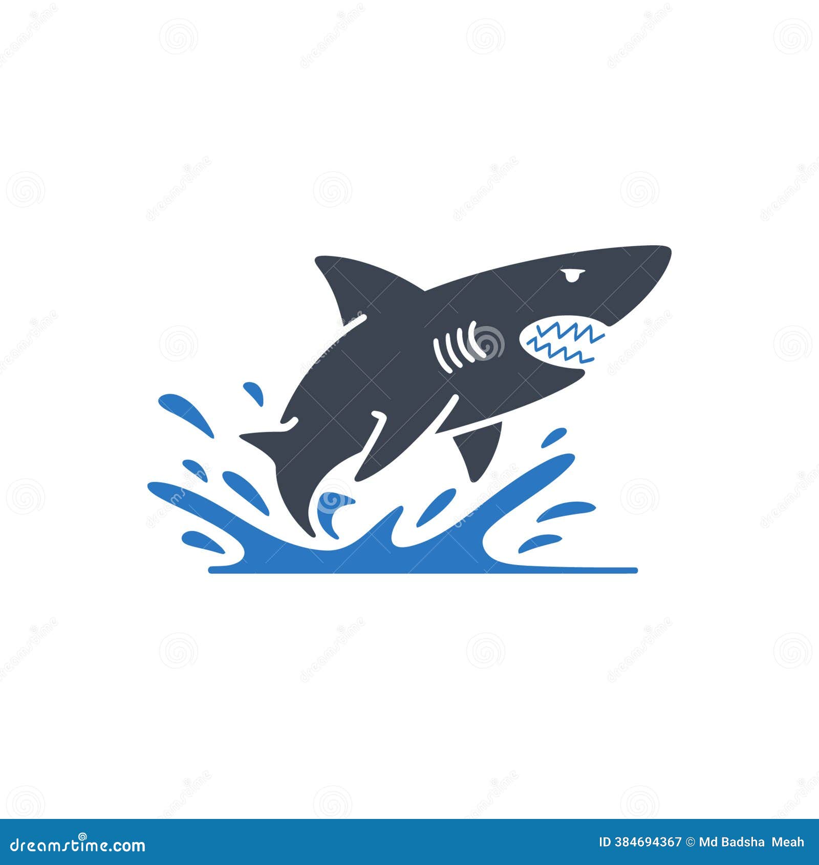 Shark Fin In Water Waves Seamless Pattern. Vector Illustration ...