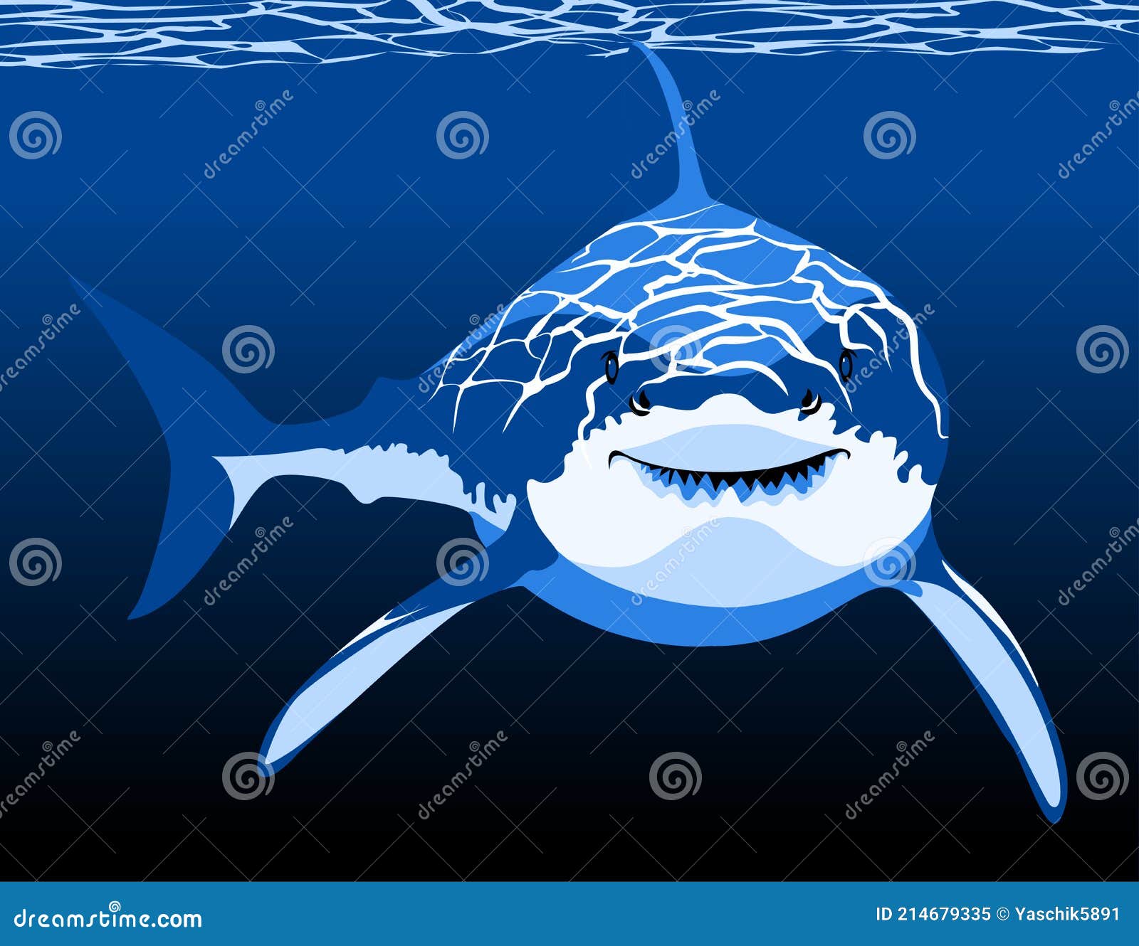 Shark in the Water Vector Illustration Stock Vector - Illustration of ...