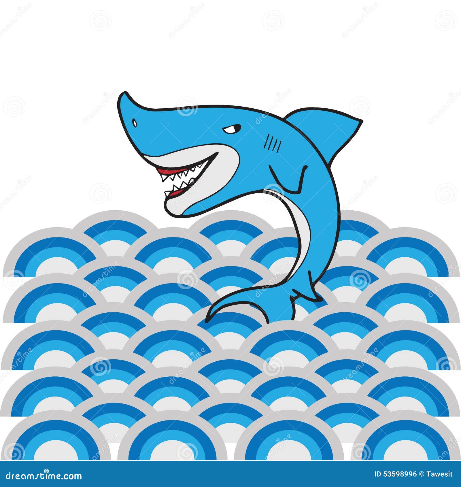 Shark wave cartoon stock vector. Illustration of danger - 53598996