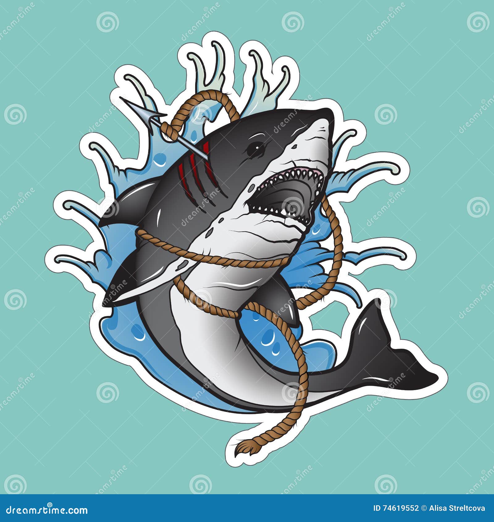 Shark Wave Cartoon Vector Illustration | CartoonDealer.com #53598996