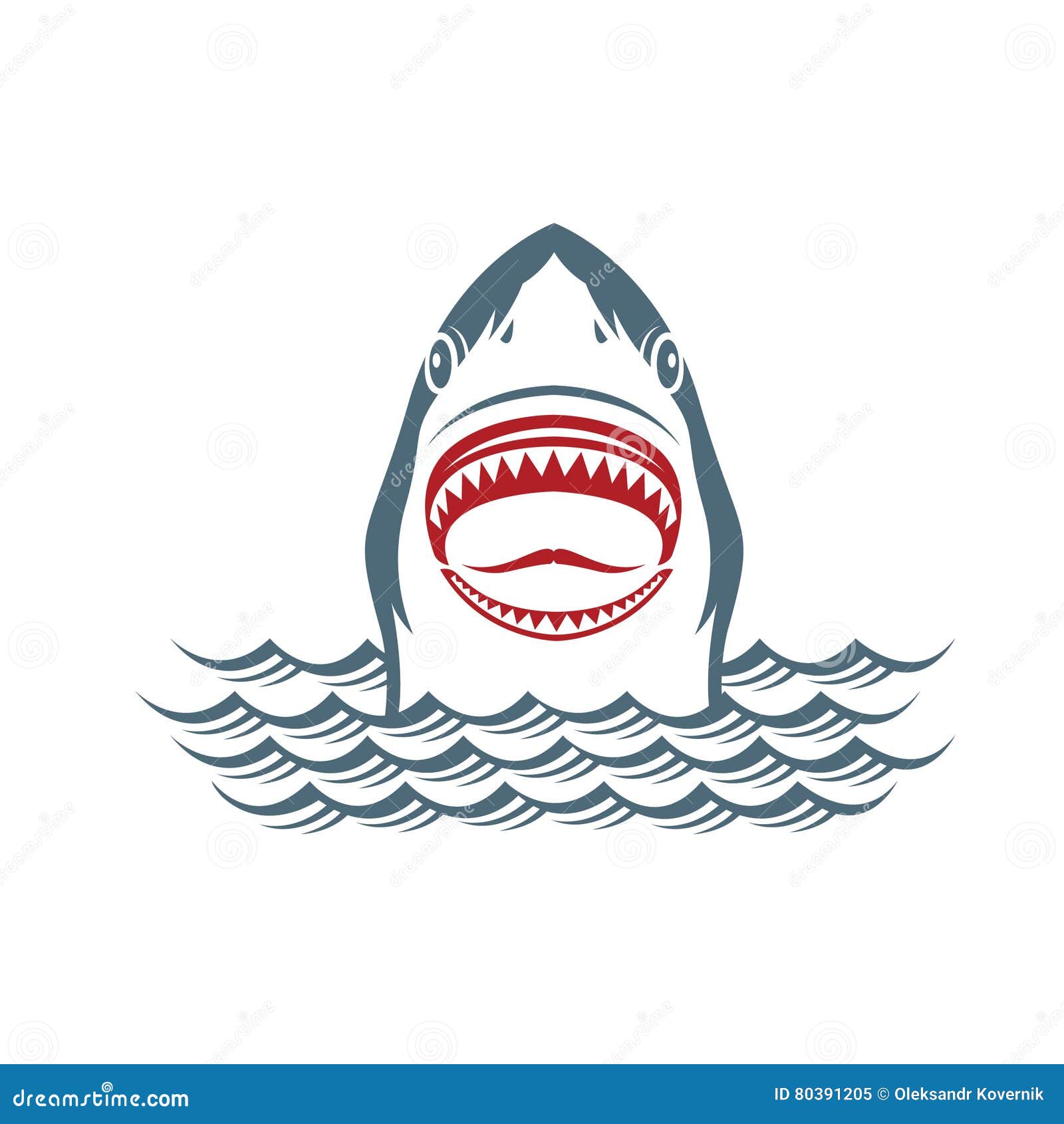 Shark on waves stock vector. Illustration of animal, ripple - 80391205