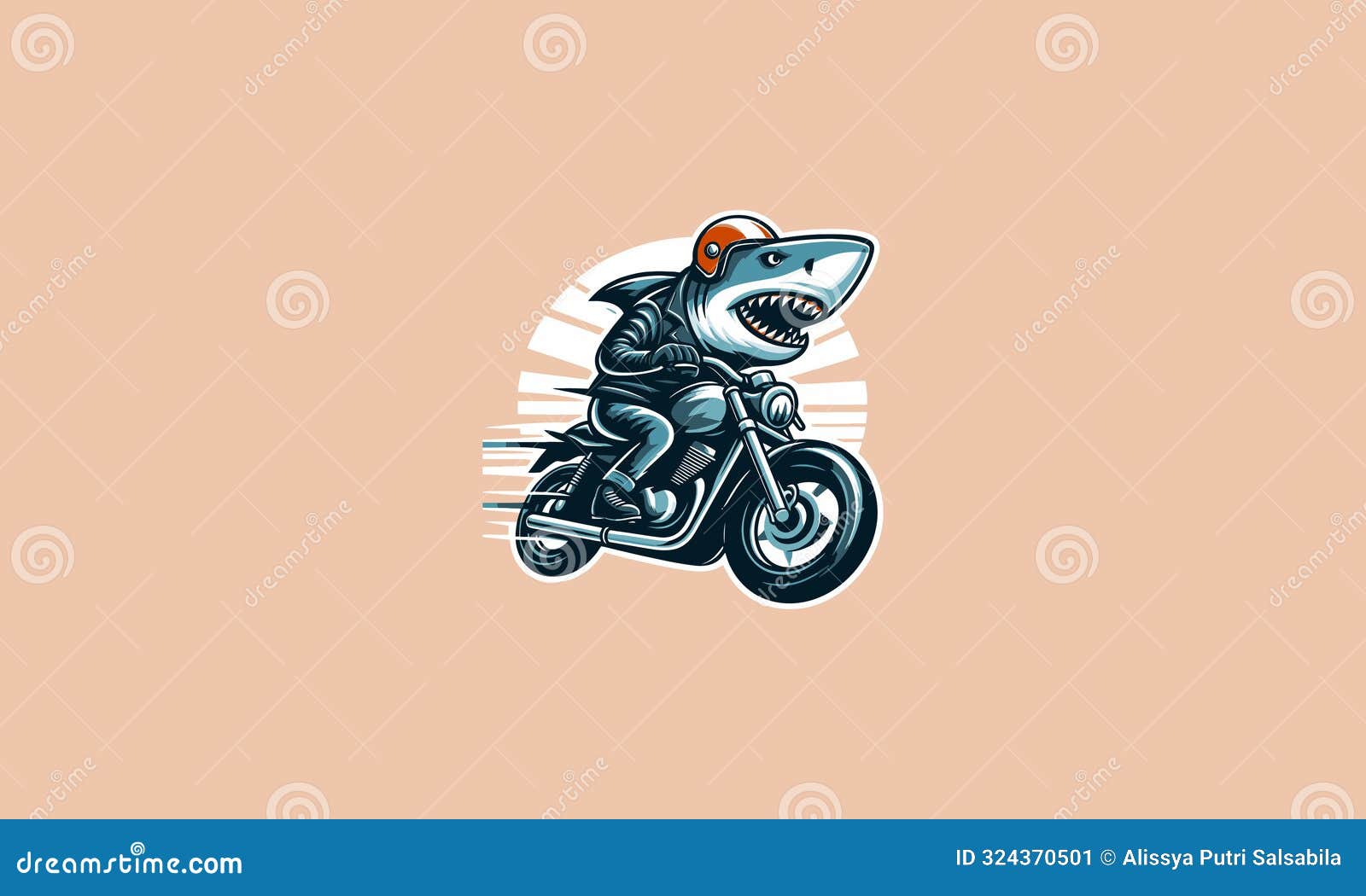Shark Wearing Helmet Riding Motorcycle Vector Logo Design Stock ...