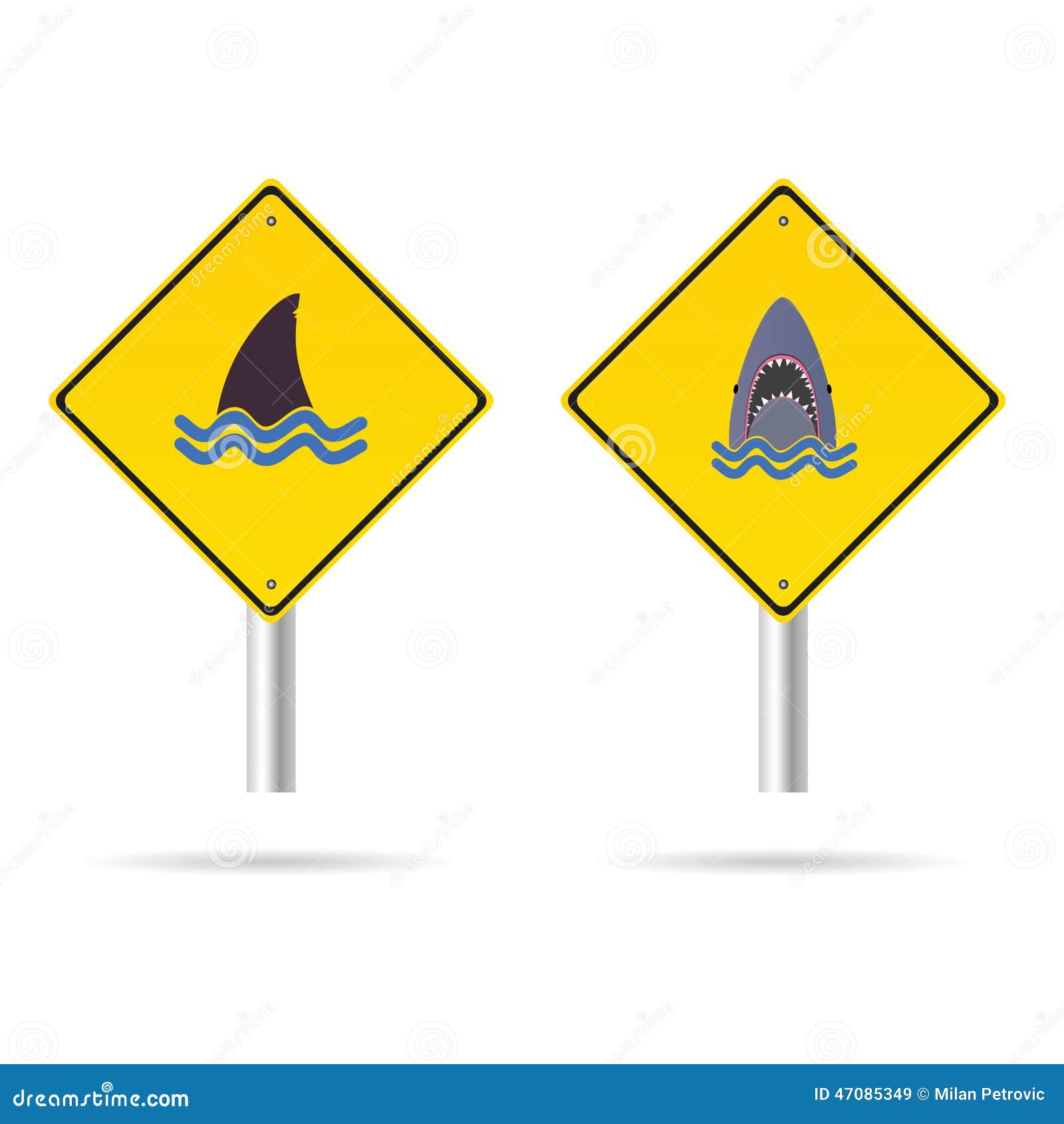 Shark Yellow Vector Warning Sign | CartoonDealer.com #227392771