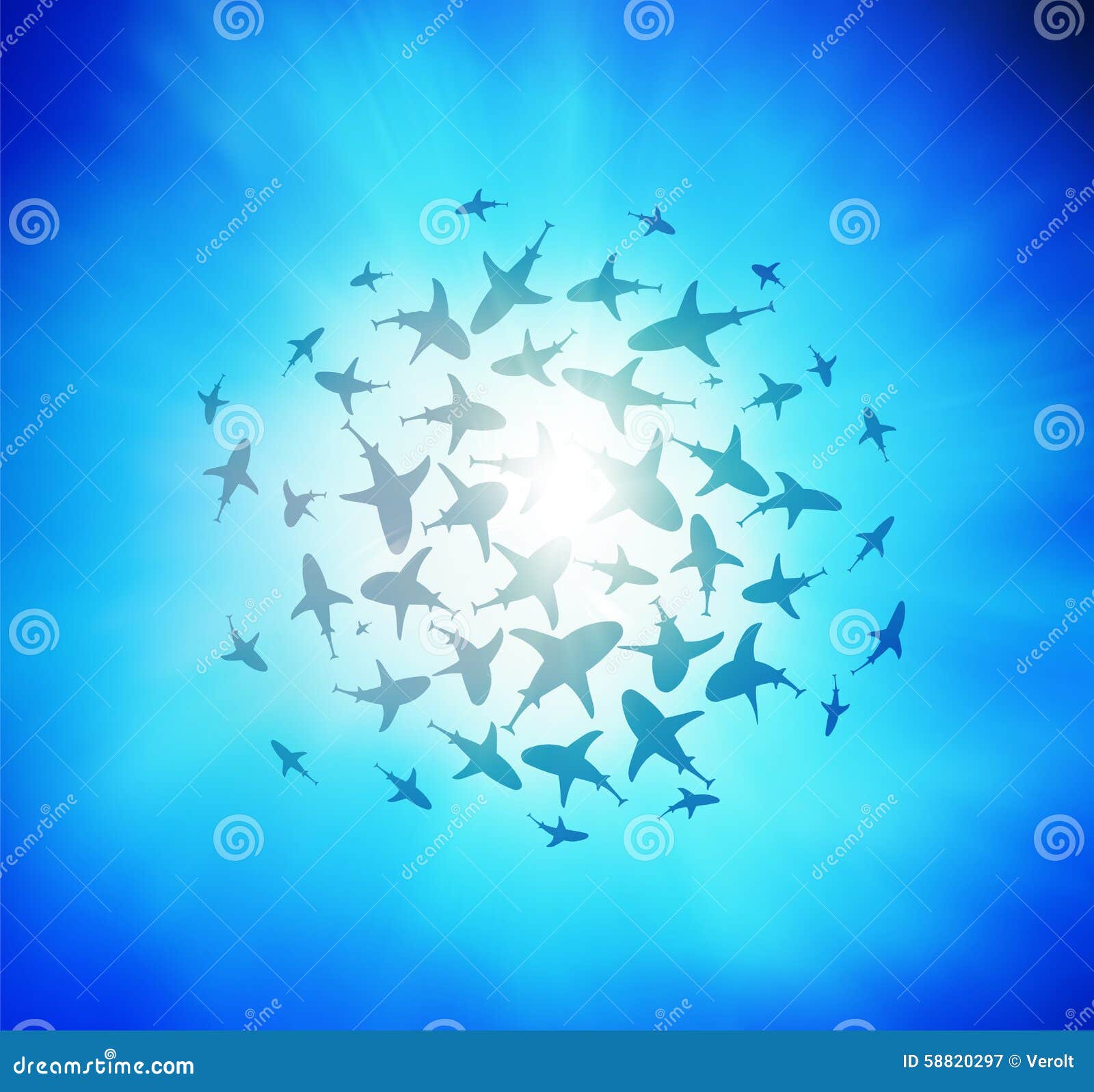 Sharks circling from above stock illustration. Illustration of shark ...