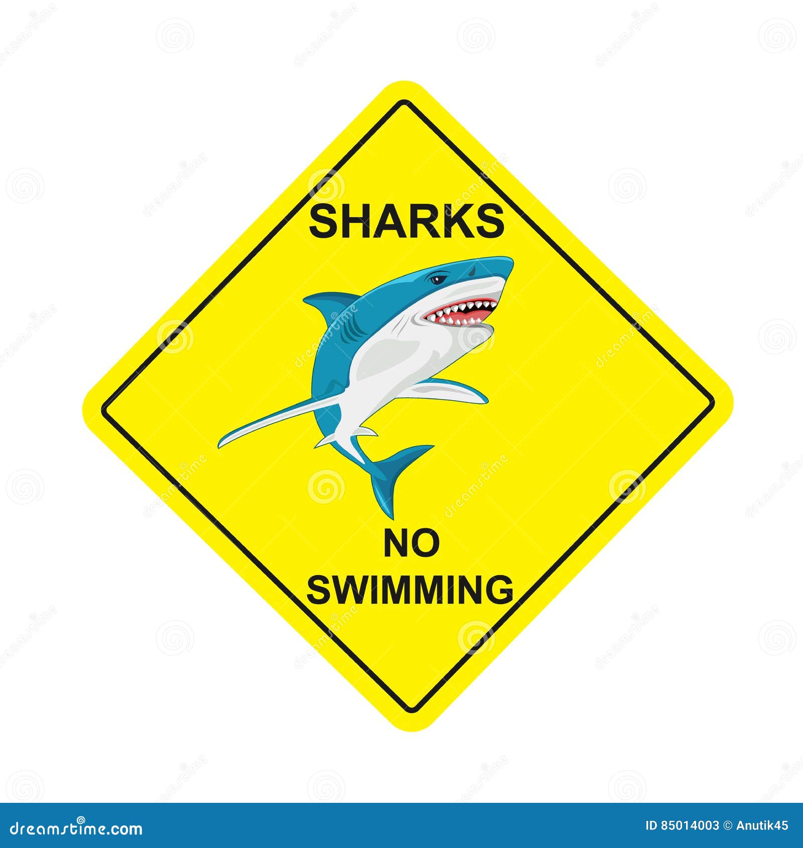 Sharks No Swimming Sign, Vector Illustration Stock Vector ...