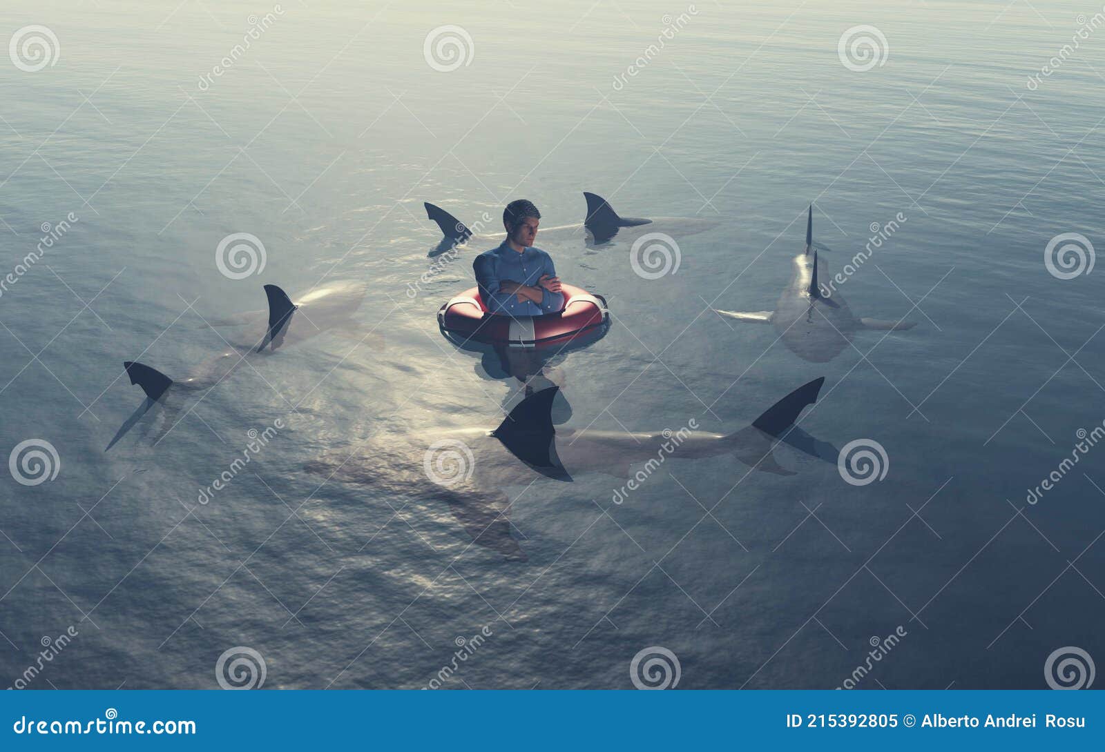 Sharks In Ocean - Marine Predators Cartoon Vector | CartoonDealer.com ...