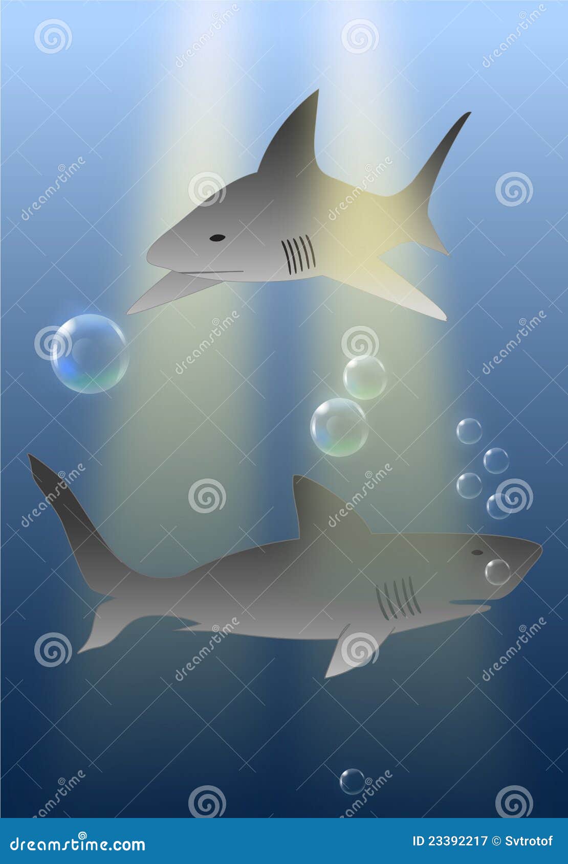 Sharks In Ocean - Marine Predators Cartoon Vector | CartoonDealer.com ...