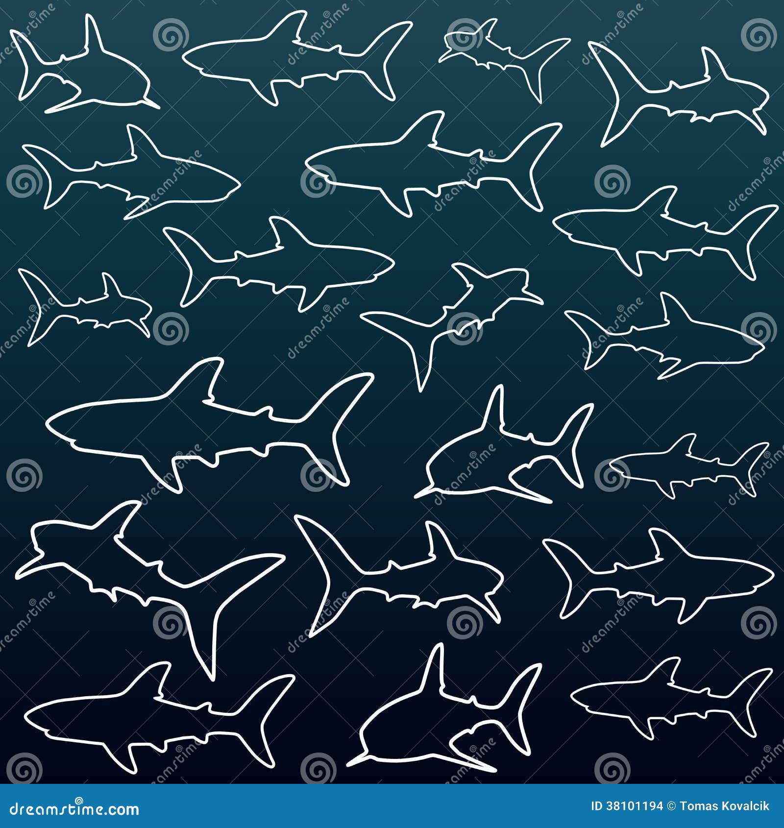 Sharks pattern stock illustration. Illustration of brochure - 38101194