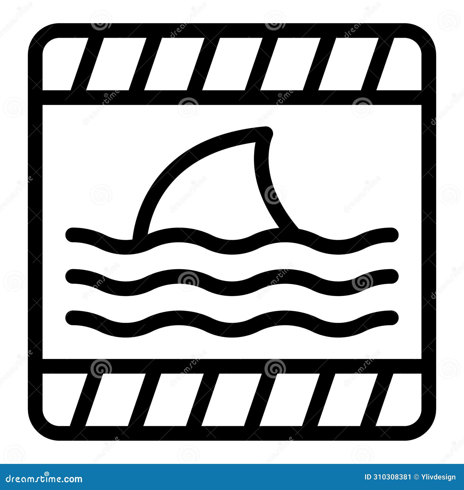 Sharks Warning Icon Outline Vector. Marine Caution Sign Stock ...