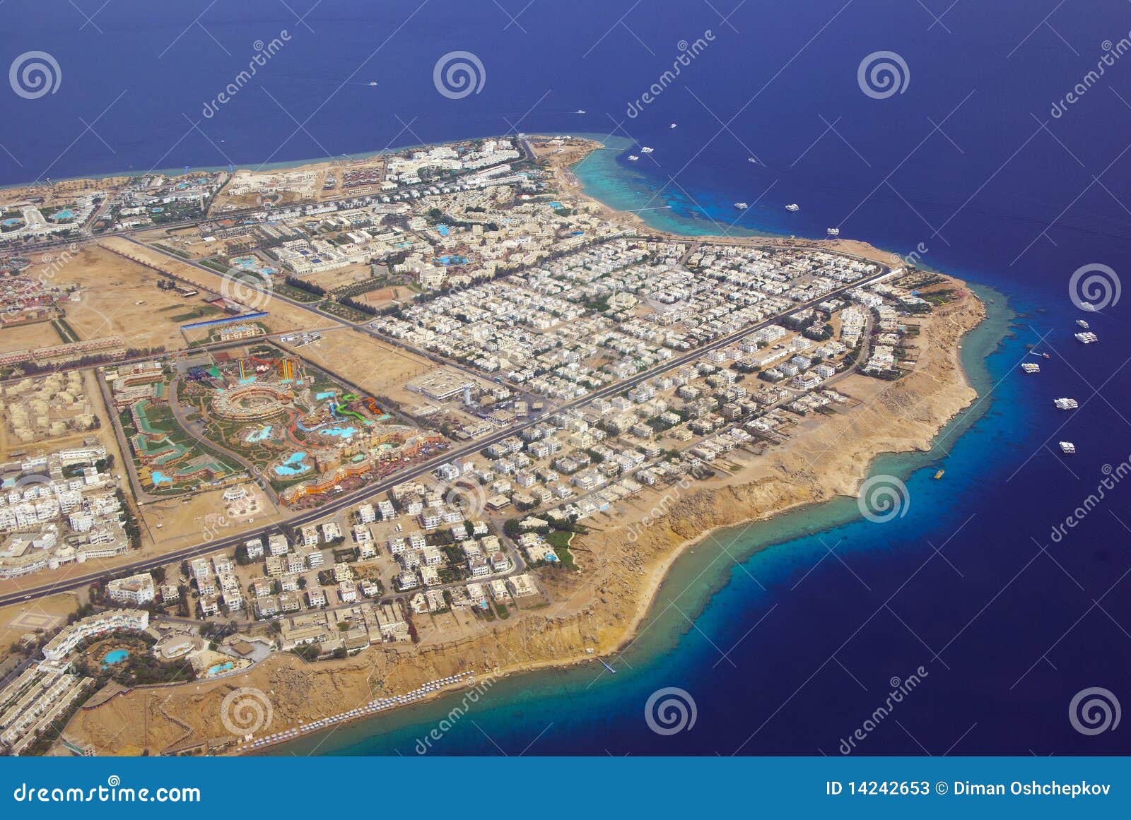 Sharm el sheikh from above stock image. Image of hotel - 14242653