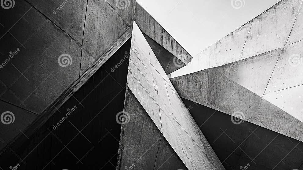 Architectural Elements Showcase Angular Geometry and Textured Concrete ...