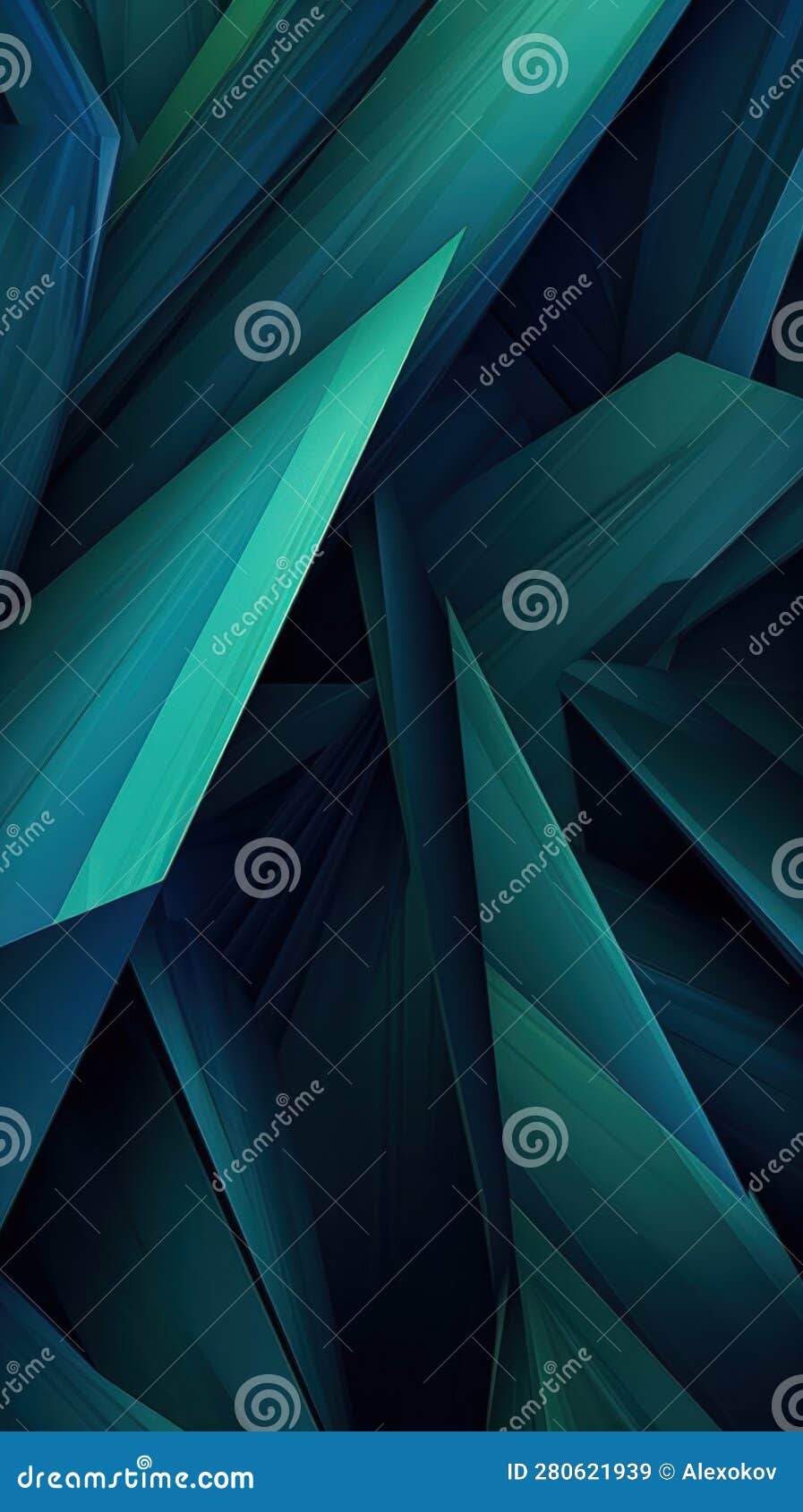 Sharp Angles in Dark Blue and Emerald Abstract Background . Stock ...
