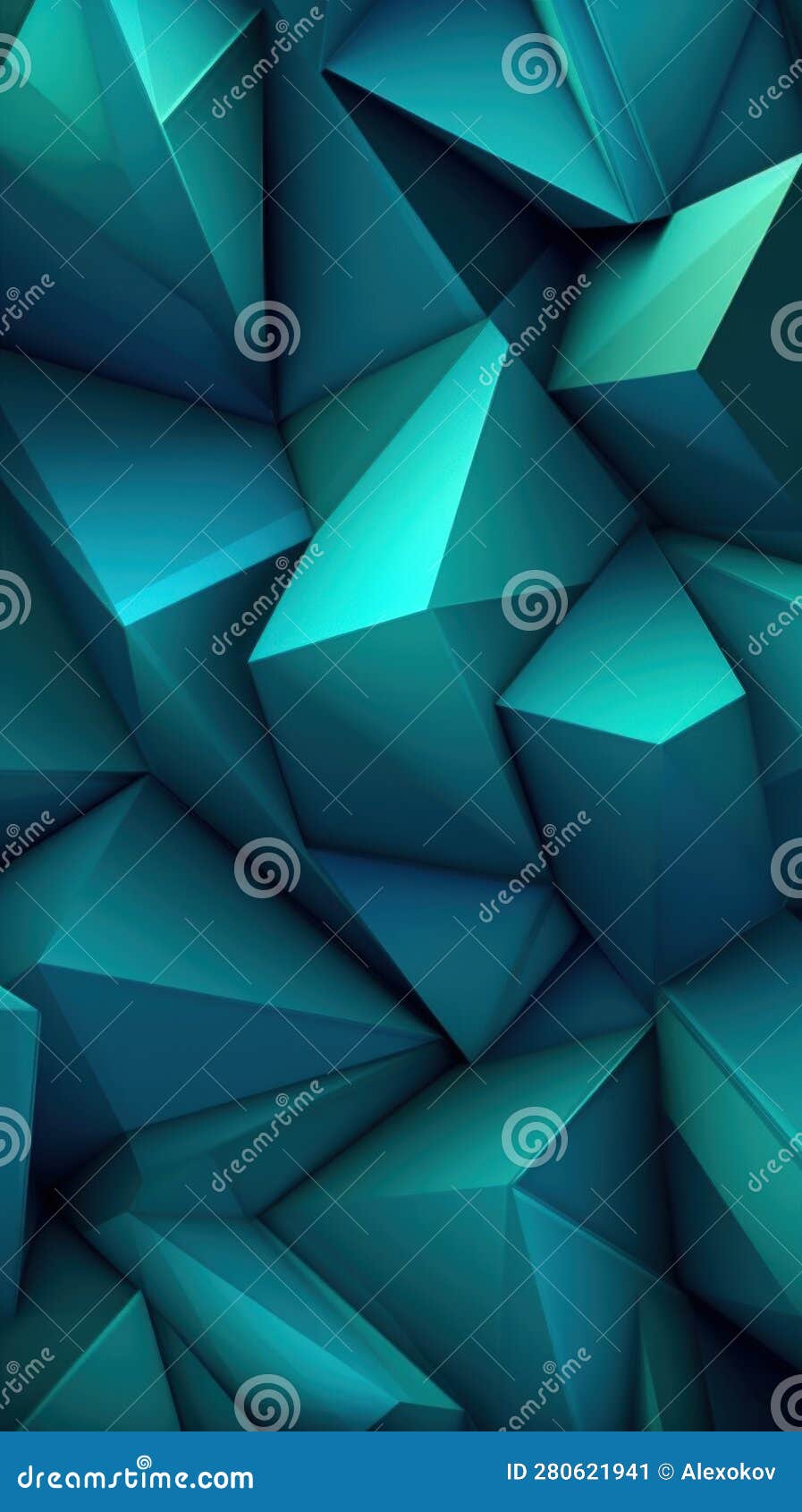 Sharp Angles in Dark Blue and Emerald Abstract Background . Stock ...